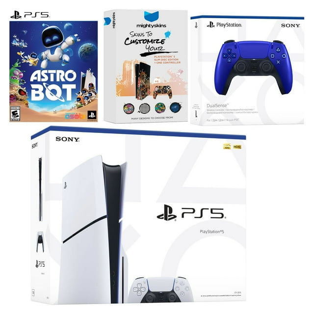 Sony PlayStation 5 Slim Disc Bundle with Astro Bot Game, MightySkins ...