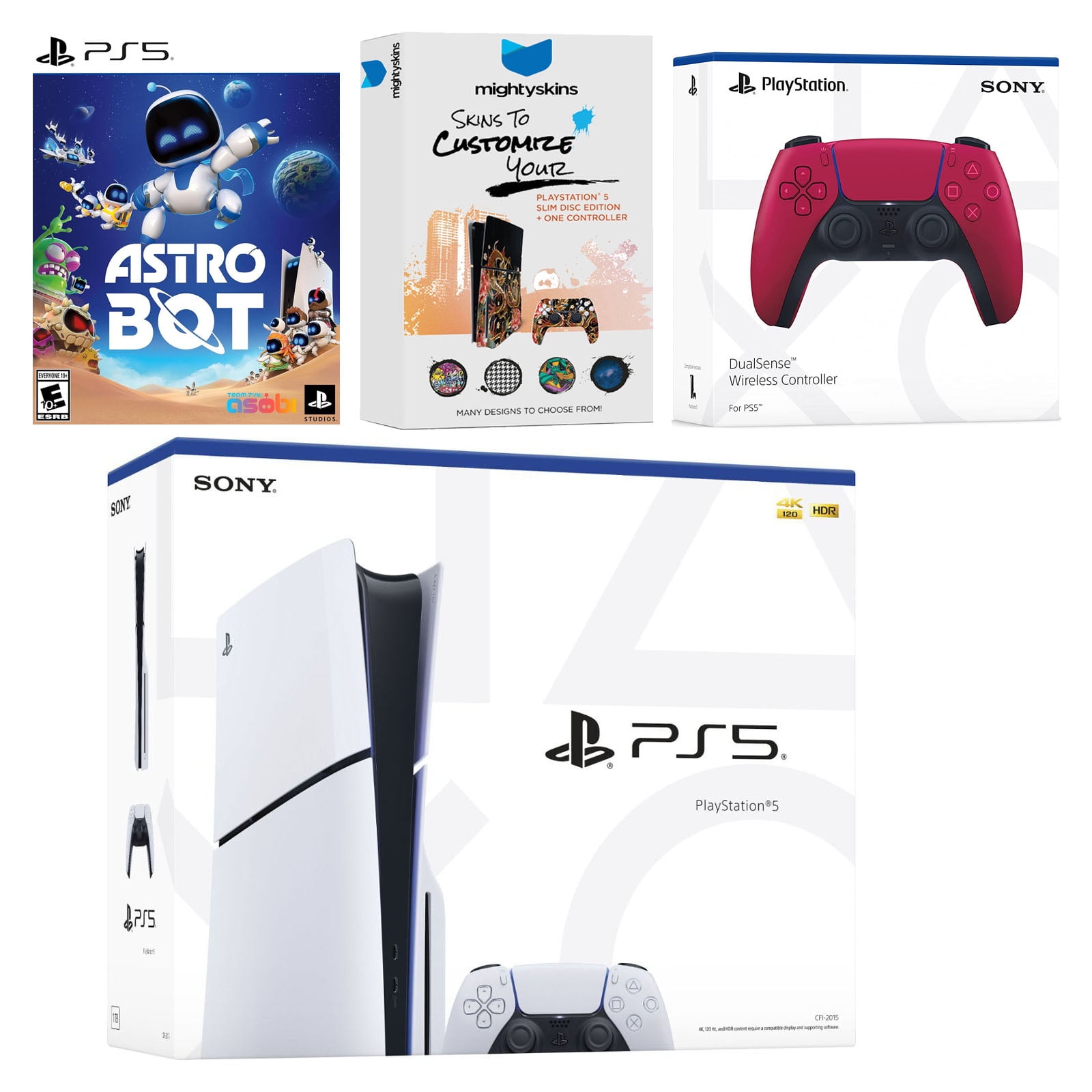 Sony PlayStation 5 Slim Disc Bundle with Astro Bot Game, MightySkins ...