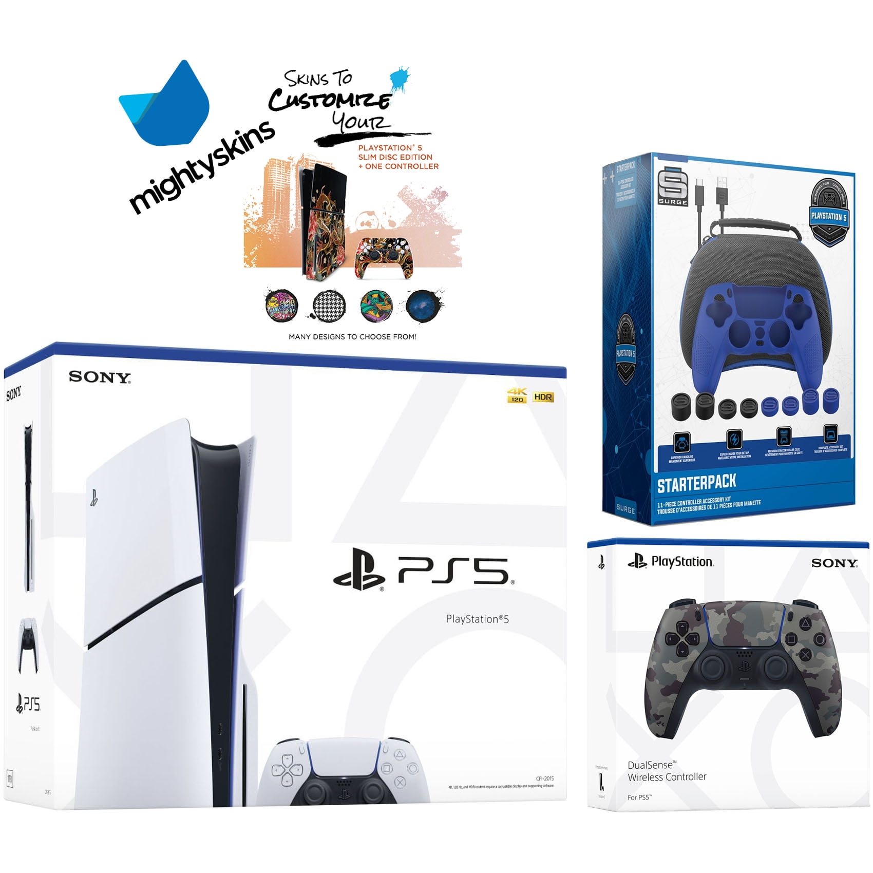 Sony PlayStation 5 Slim Disc with Extra Gray Camo Controller, Pro Gamer ...
