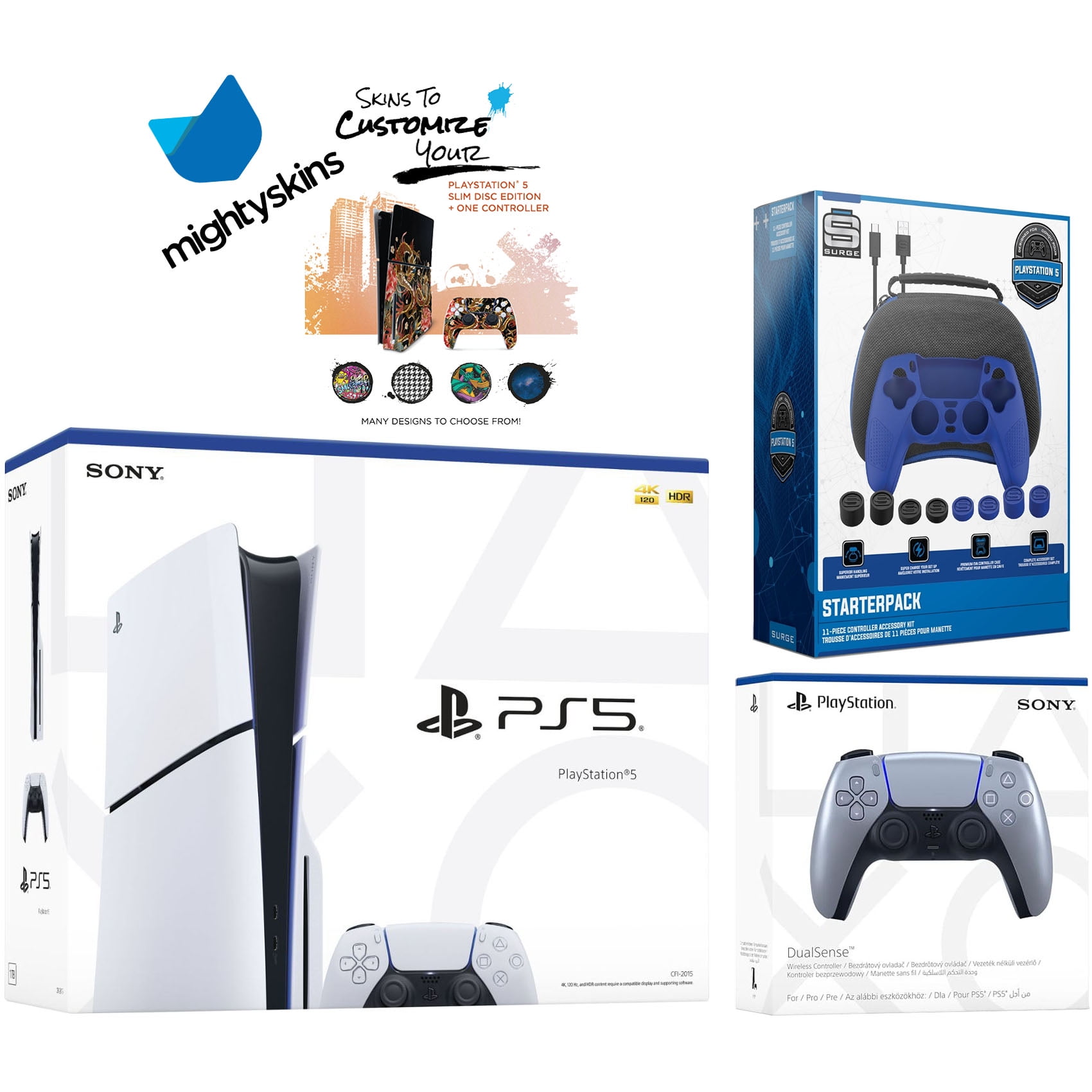 Sony PlayStation 5 Slim Disc with Extra Sterling Silver Controller, Pro ...