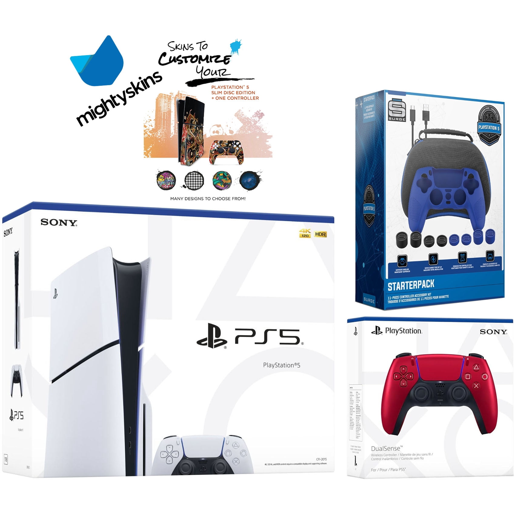 Sony PlayStation 5 Slim Disc with Extra Volcanic Red Controller, Pro ...