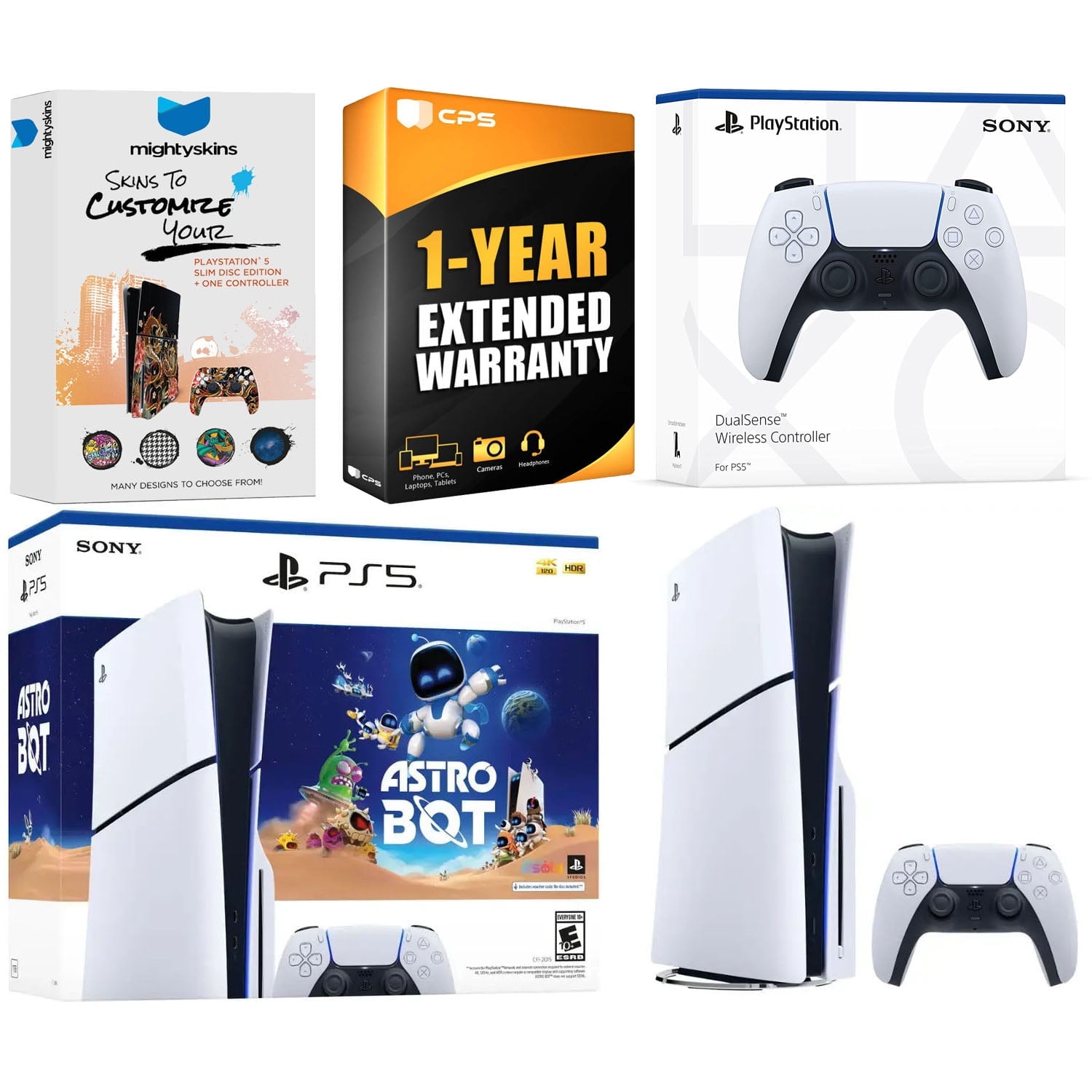 Sony PlayStation 5 Slim Disc PS5 Astro Bot Bundle with Extra Glacier ...