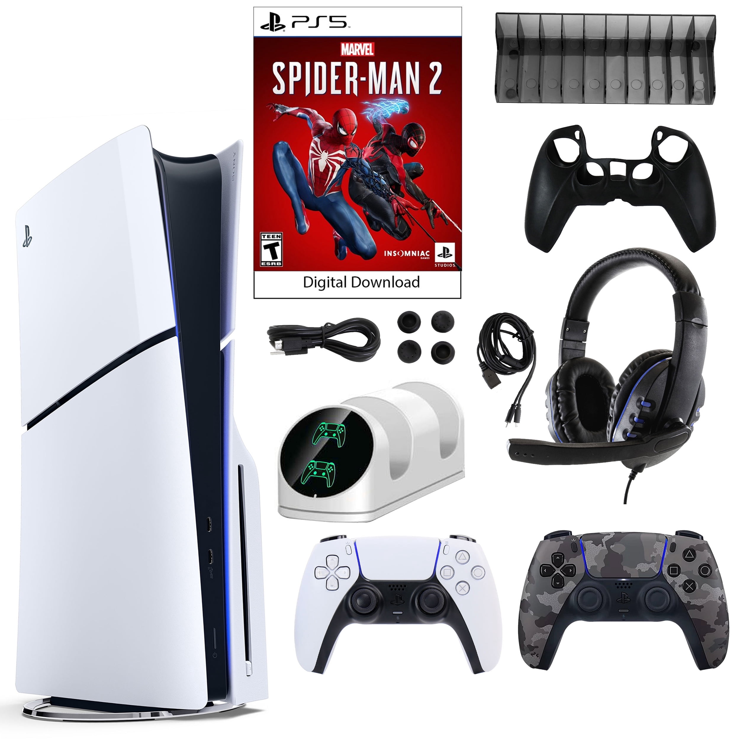 Sony PlayStation 5 Slim Spider Man 2 Console Kit: Extra Camo DualSense ...