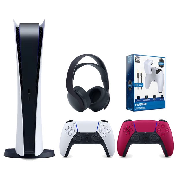 Sony Playstation 5 Digital Edition Console with Extra Red Controller ...