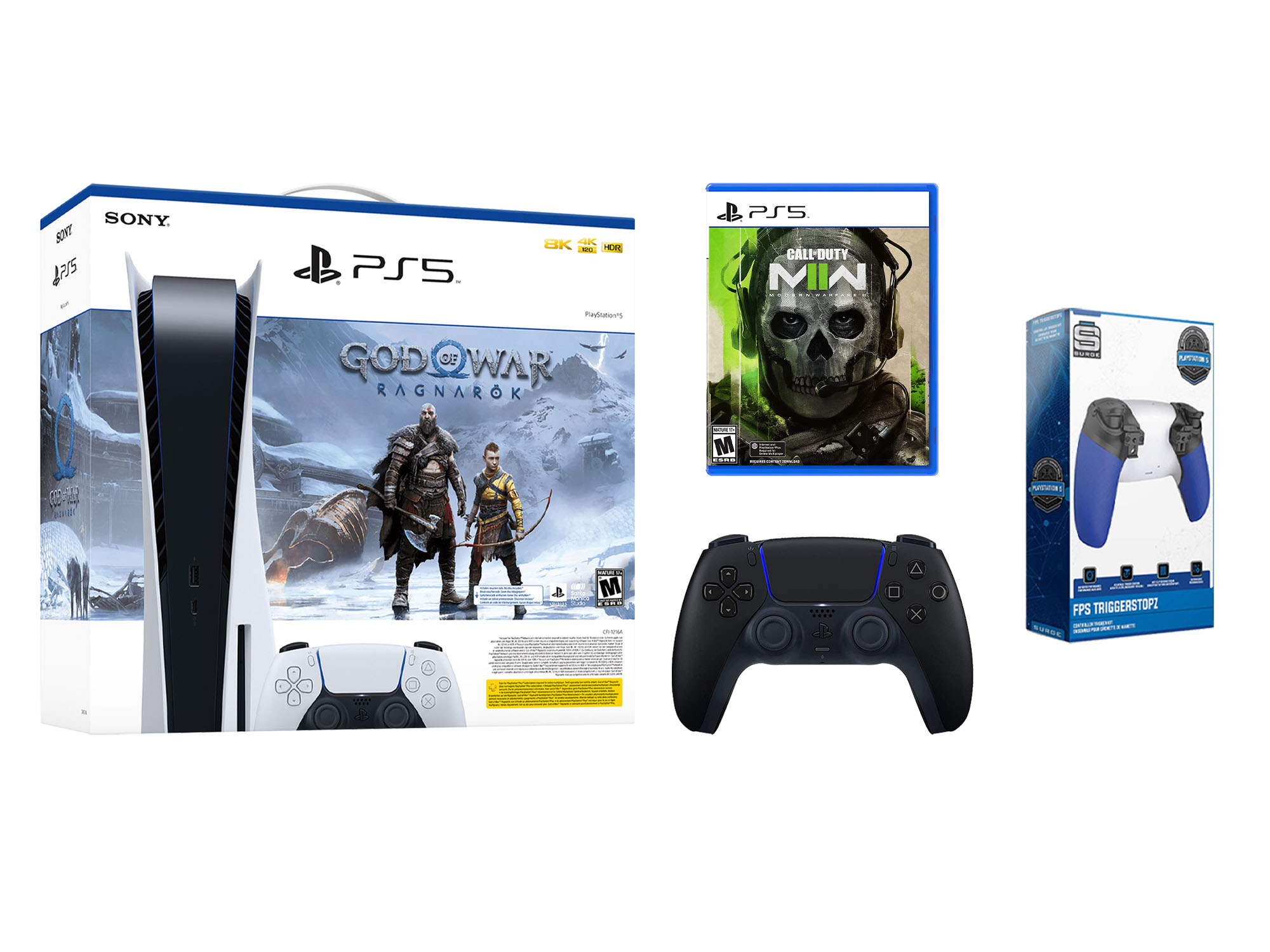 Sony Playstation 5 Disc Edition God of War Ragnarök Bundle with Extra Midnight Black Controller ...