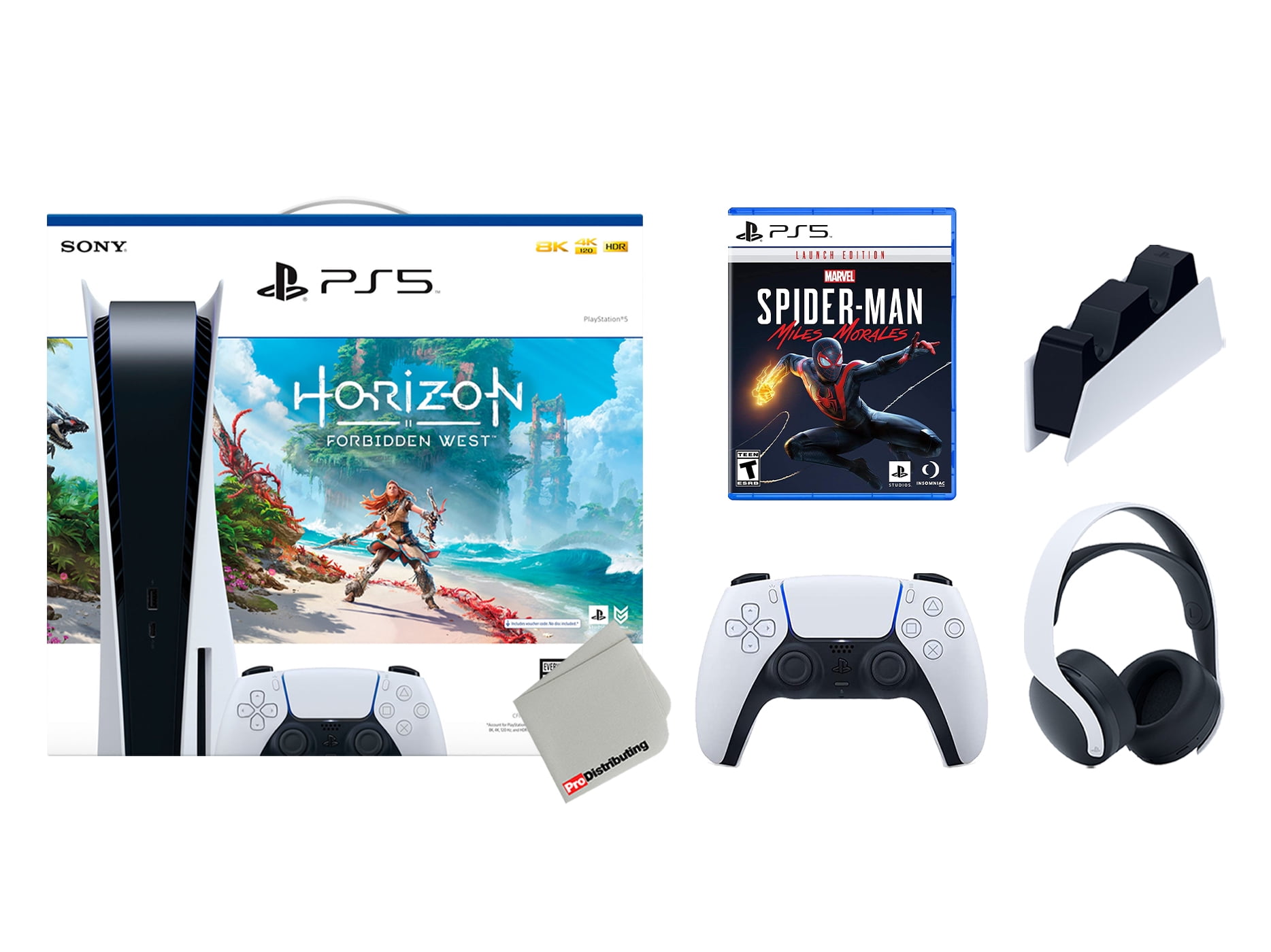 Sony Playstation 5 Disc Horizon Forbidden West Bundle with Extra Glacier White Controller, White ...