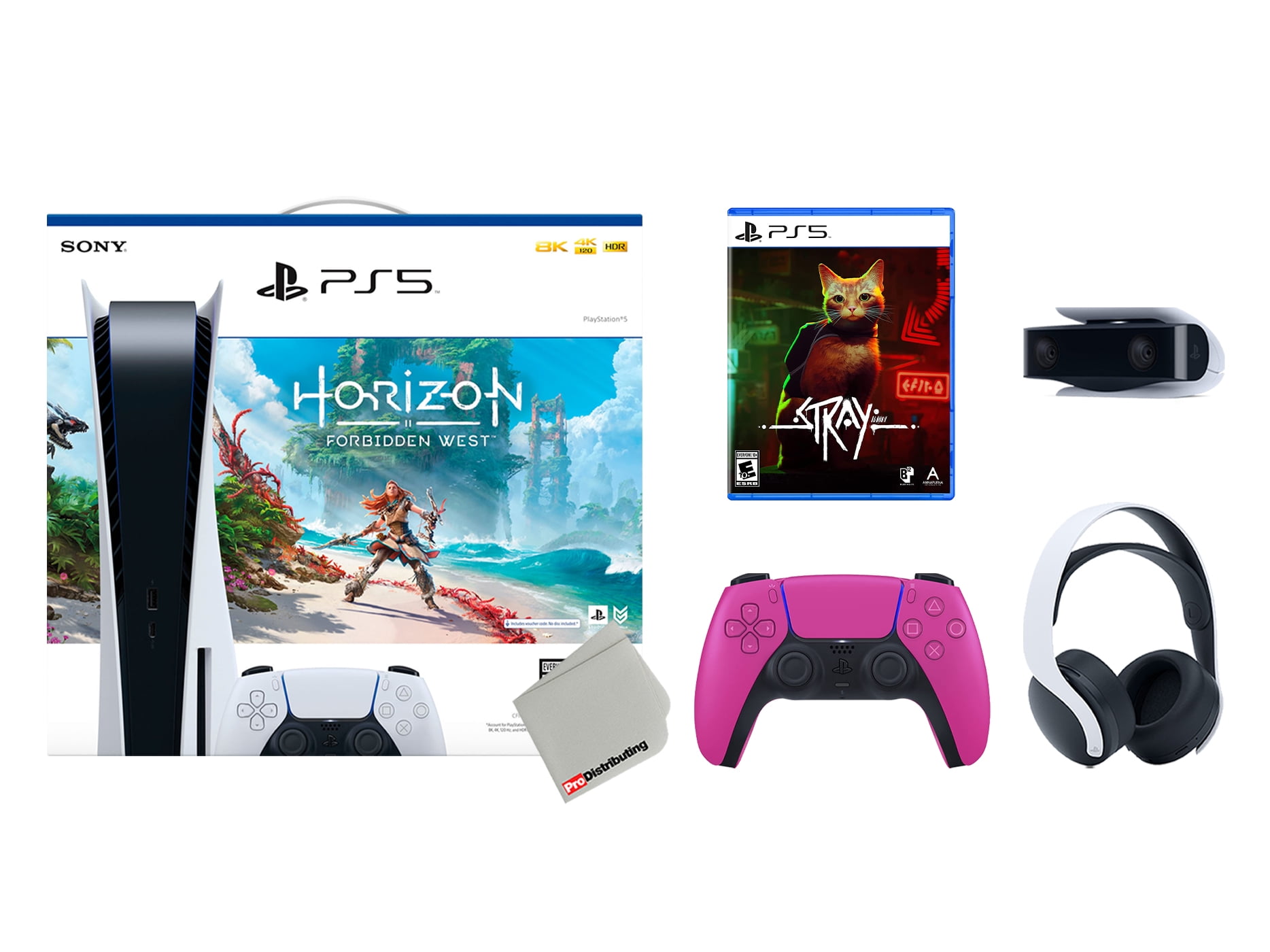 Sony Playstation 5 Disc Horizon Forbidden West Bundle with Extra Nova Pink Controller, White ...