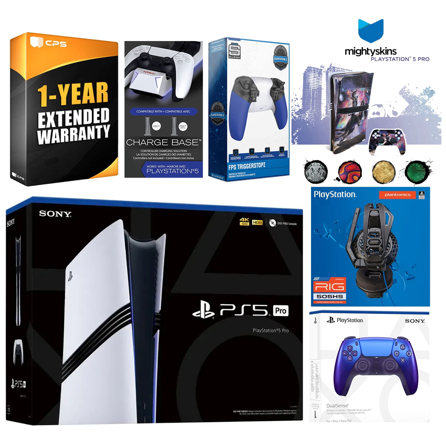 Sony Playstation 5 Pro Bundle with Extra Chroma Indigo Controller ...