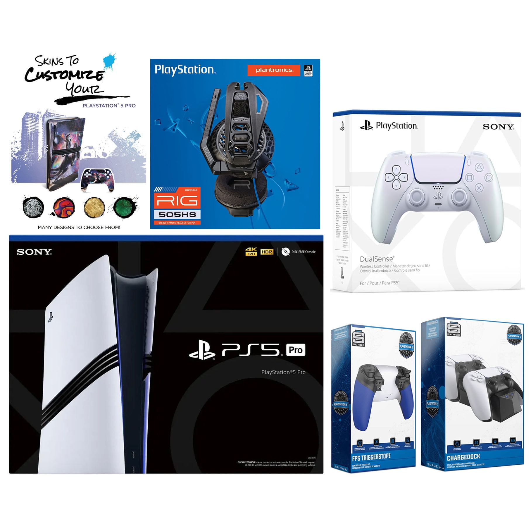 Sony Playstation 5 Pro Bundle with Extra Chroma Pearl Controller ...