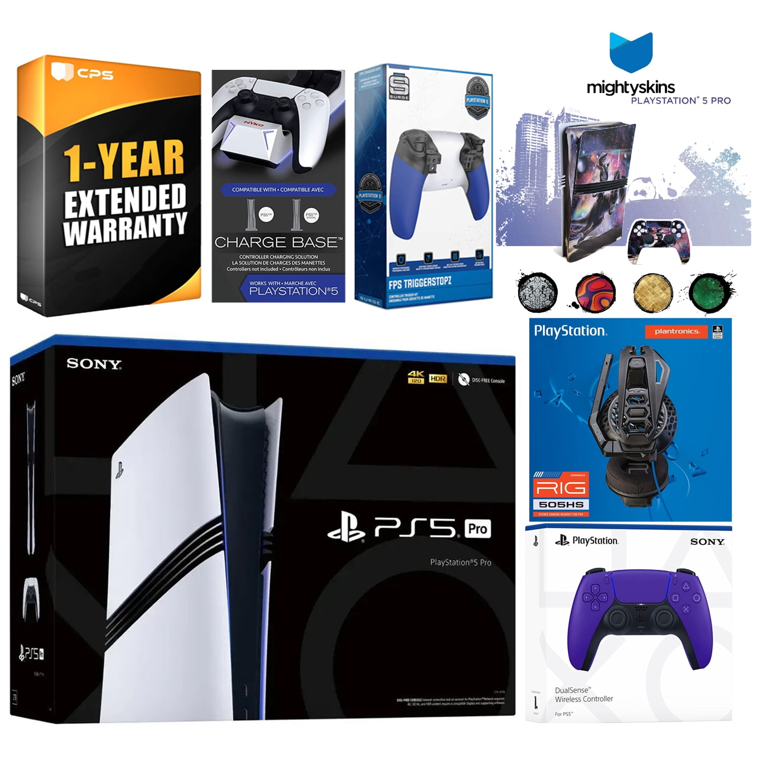 Sony Playstation 5 Pro Bundle with Extra Galactic Purple Controller ...