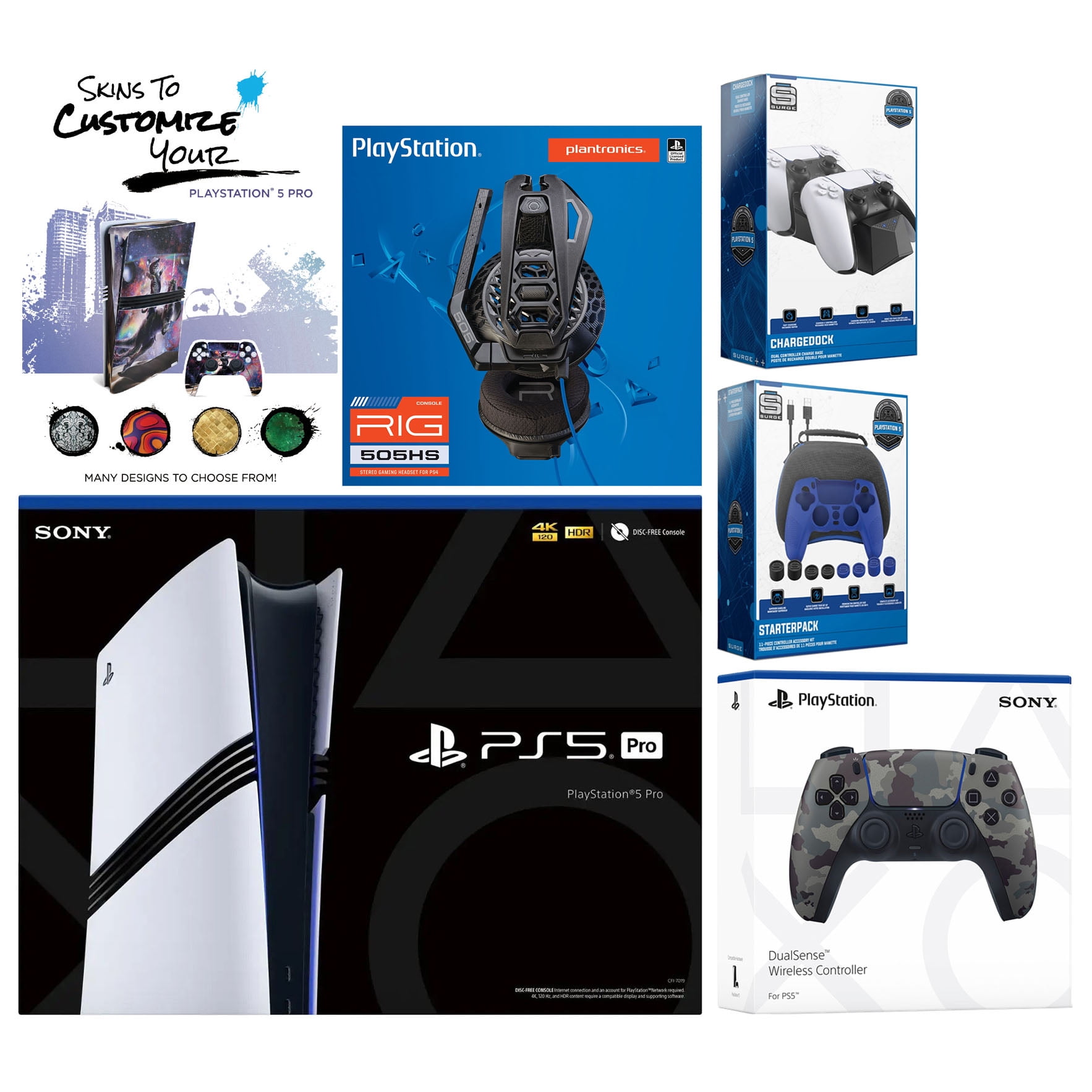 Sony Playstation 5 Pro Bundle with Extra Gray Camo Controller ...