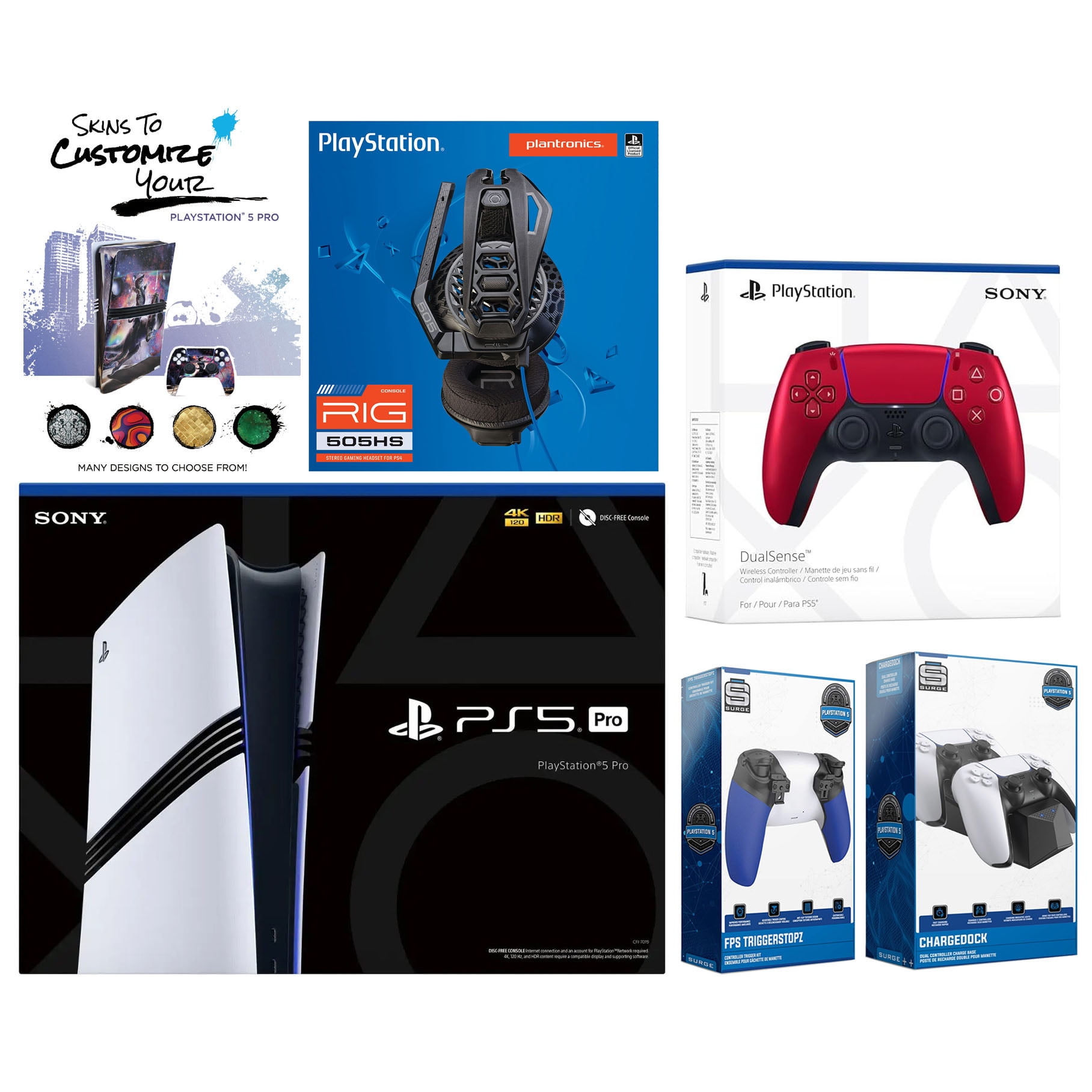 Sony Playstation 5 Pro Bundle with Extra Volcanic Red Controller ...