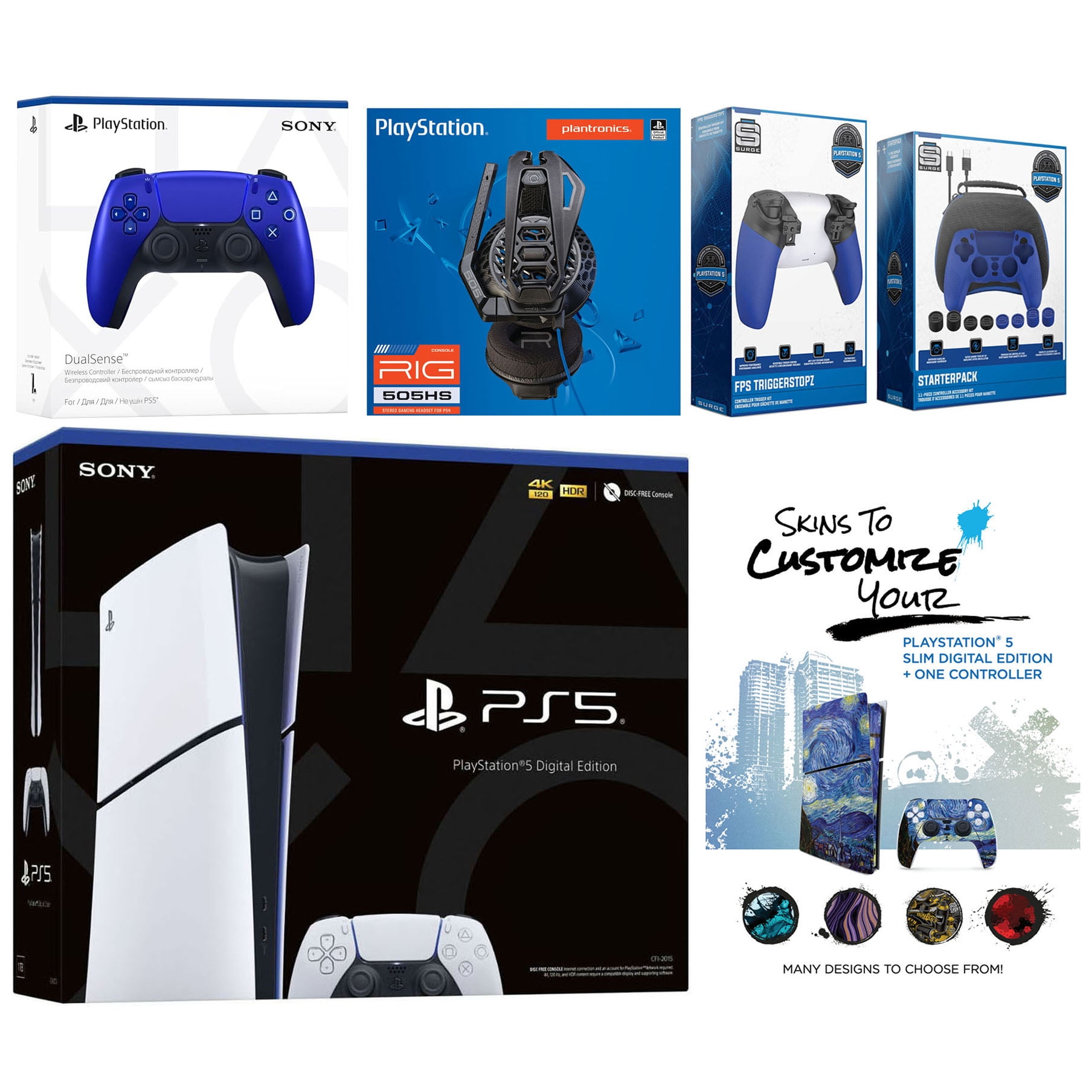 Sony Playstation 5 Slim Digital with Extra Cobalt Blue Controller ...