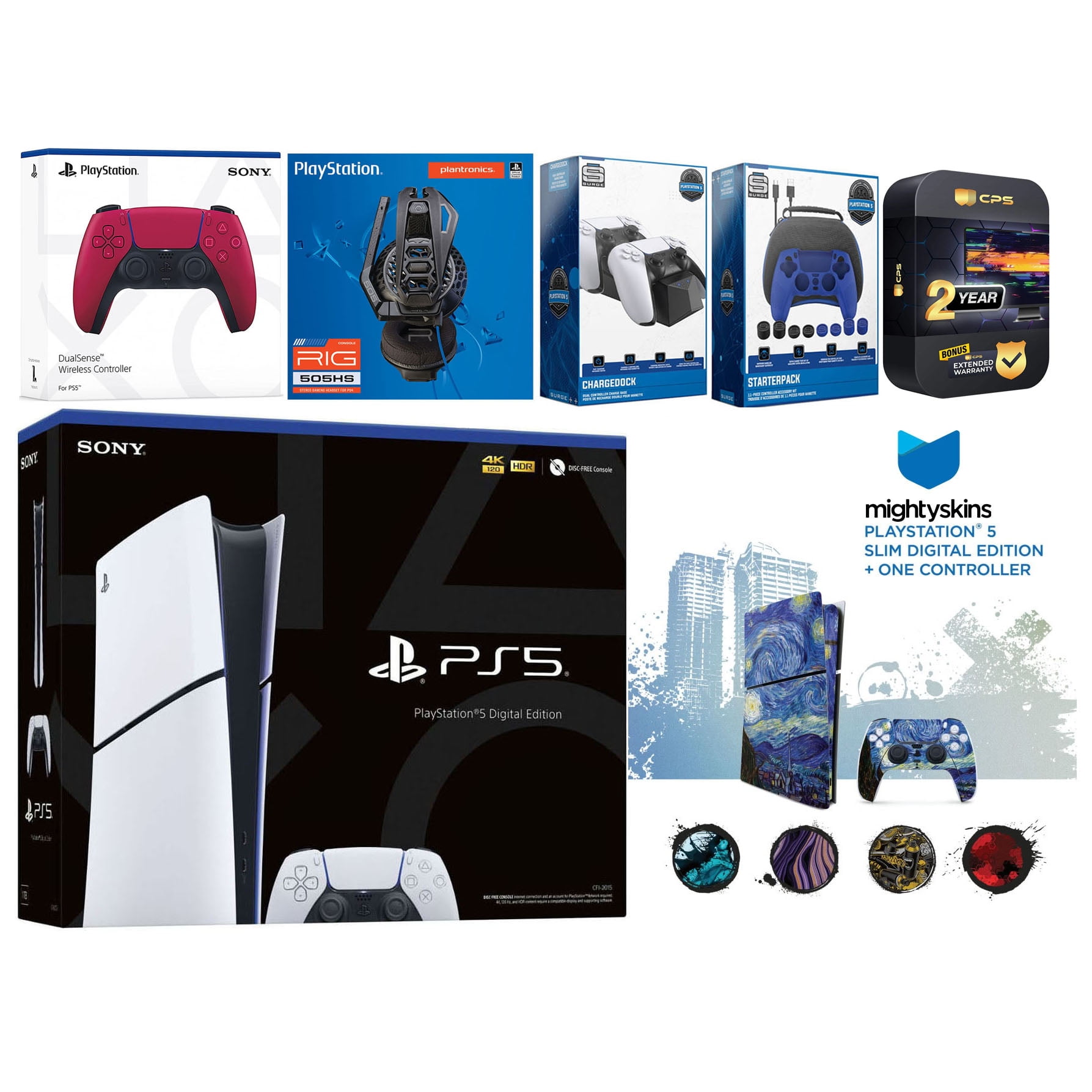 Sony Playstation 5 Slim Digital with Extra Cosmic Red Controller ...