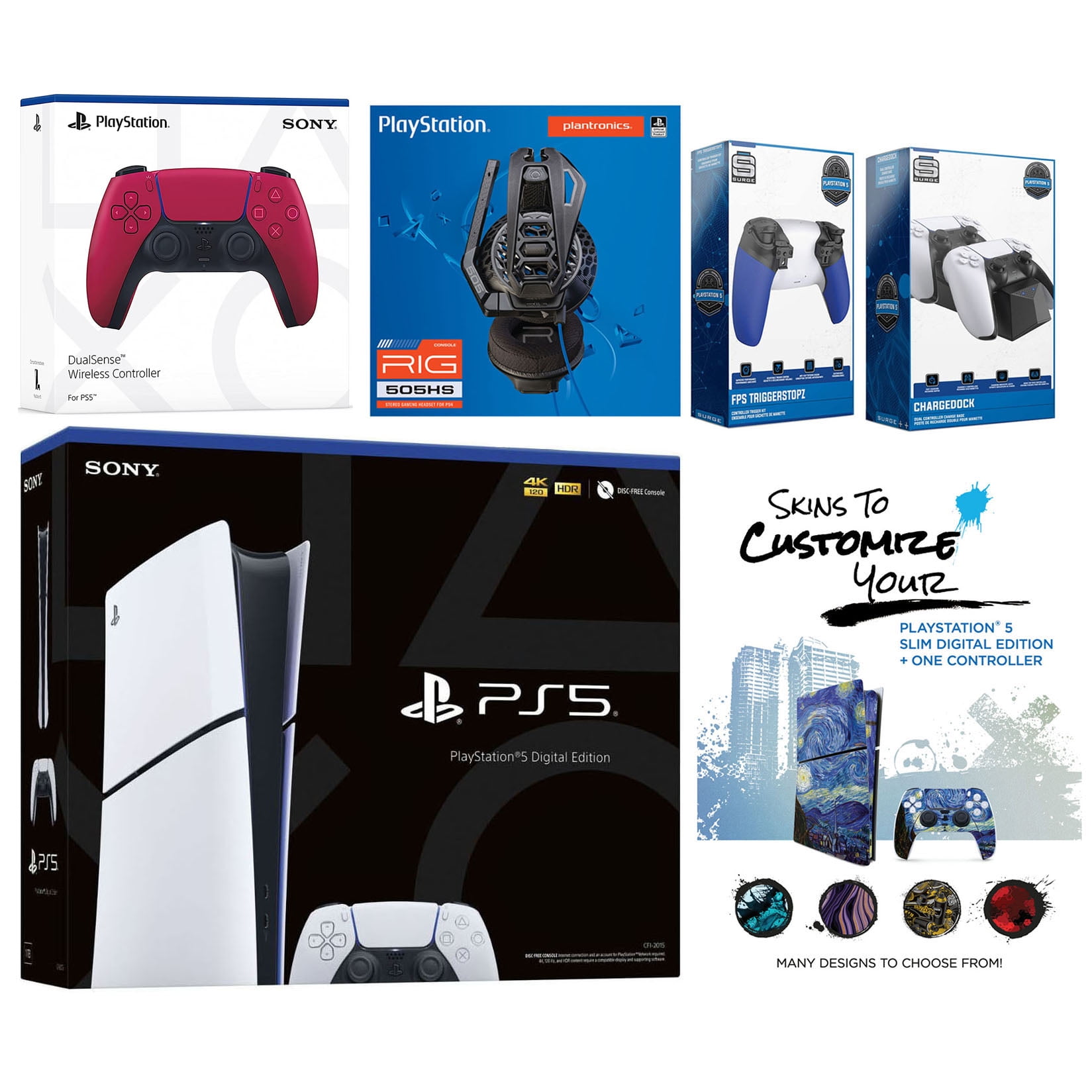 Sony Playstation 5 Slim Digital with Extra Cosmic Red Controller ...