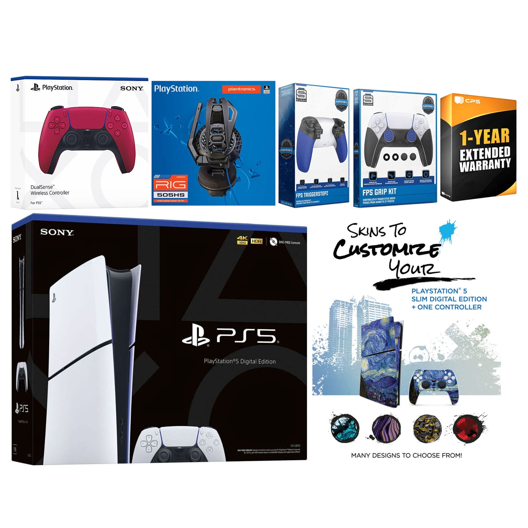Sony Playstation 5 Slim Digital with Extra Cosmic Red Controller ...