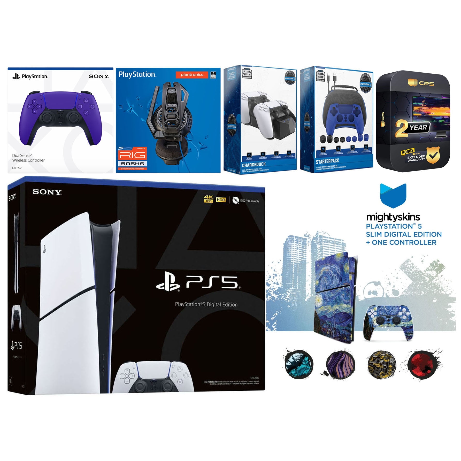 Sony Playstation 5 Slim Digital with Extra Galactic Purple Controller ...