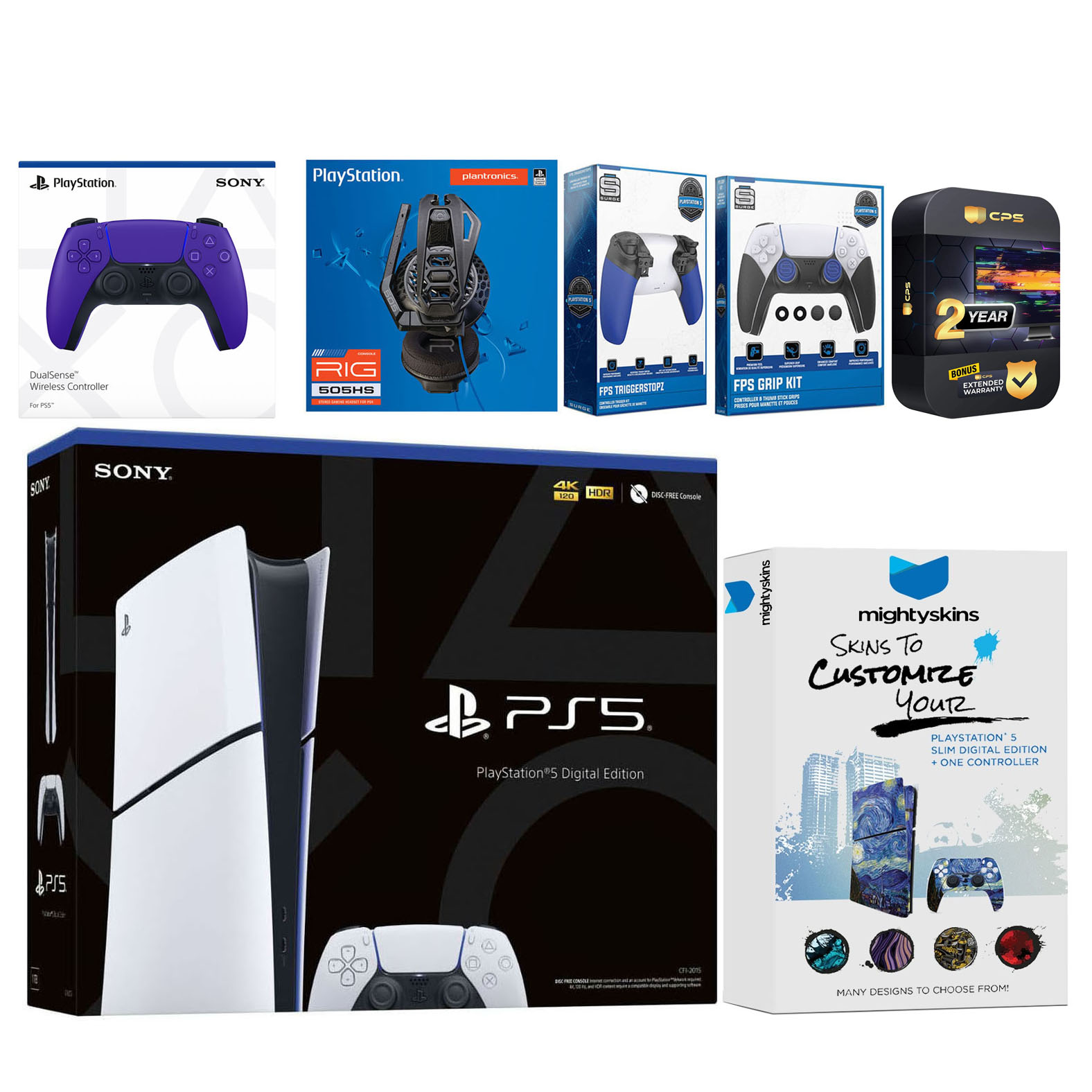 Sony Playstation 5 Slim Digital with Extra Galactic Purple Controller ...