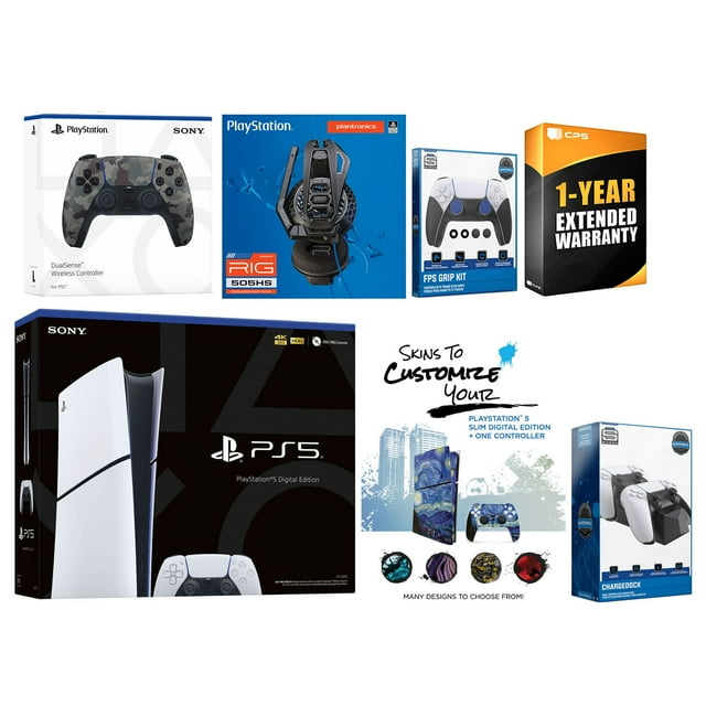 Sony Playstation 5 Slim Digital with Extra Gray Camo Controller ...