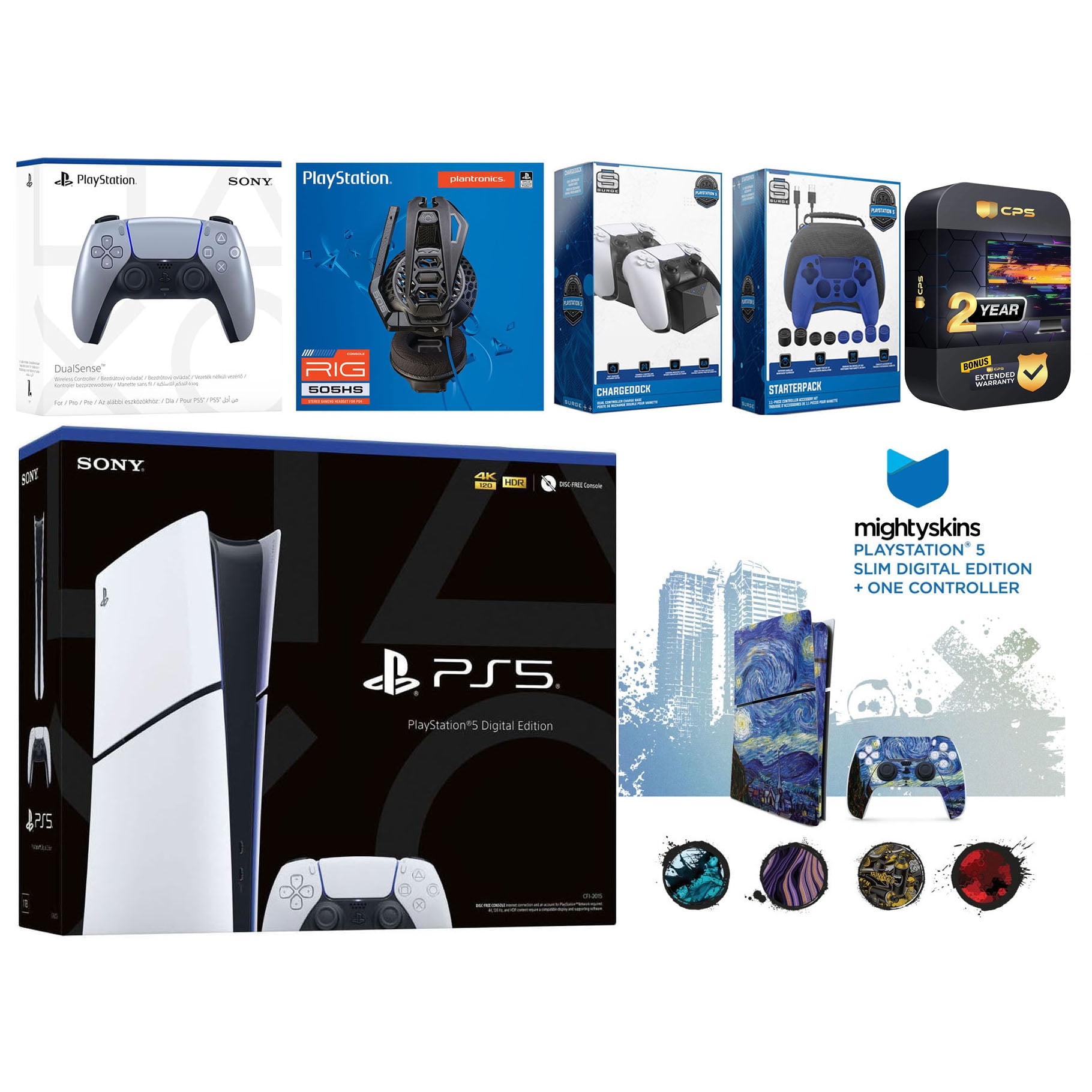 Sony Playstation 5 Slim Digital with Extra Sterling Silver Controller ...