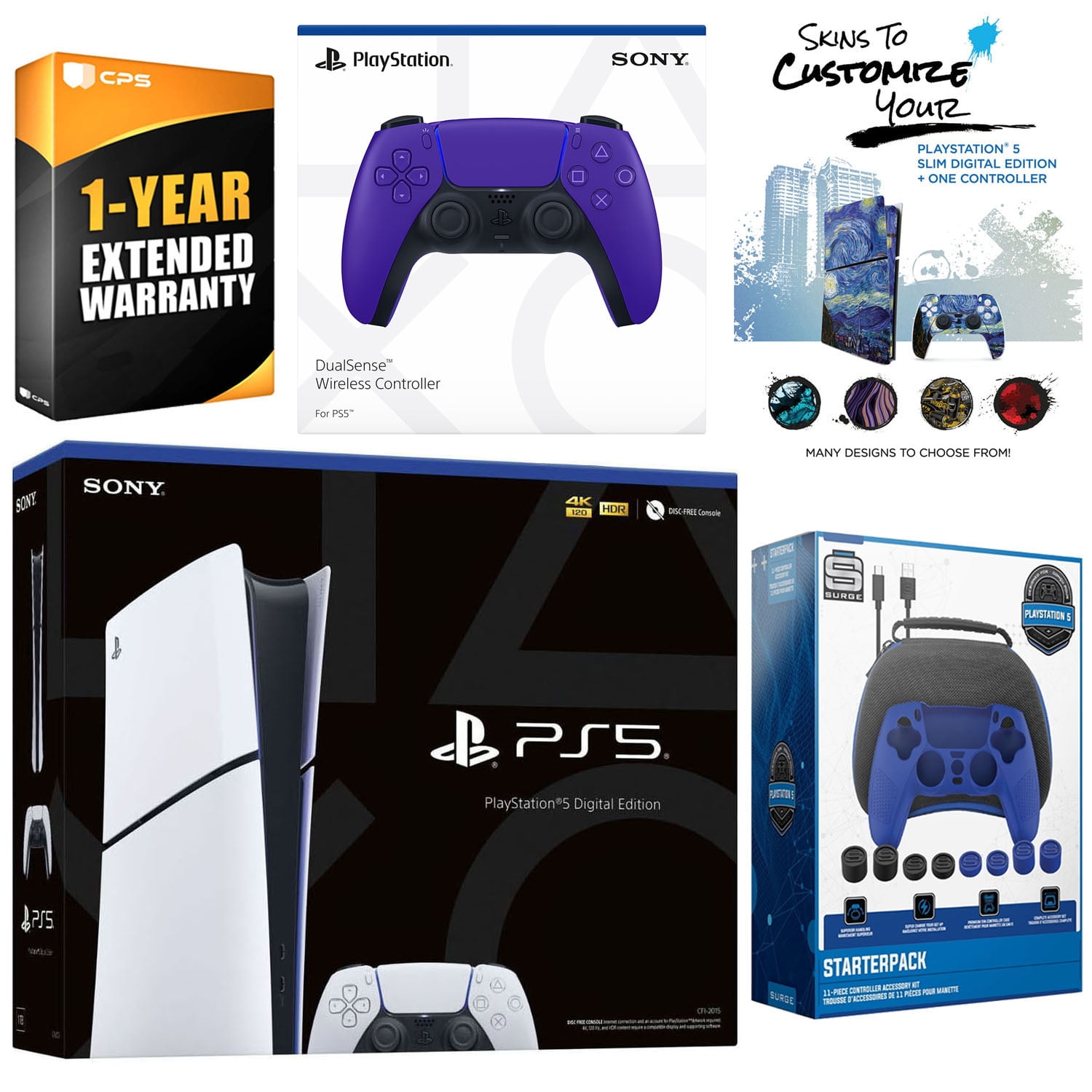 Sony Playstation 5 Slim Digital with Extra Galactic Purple Controller ...