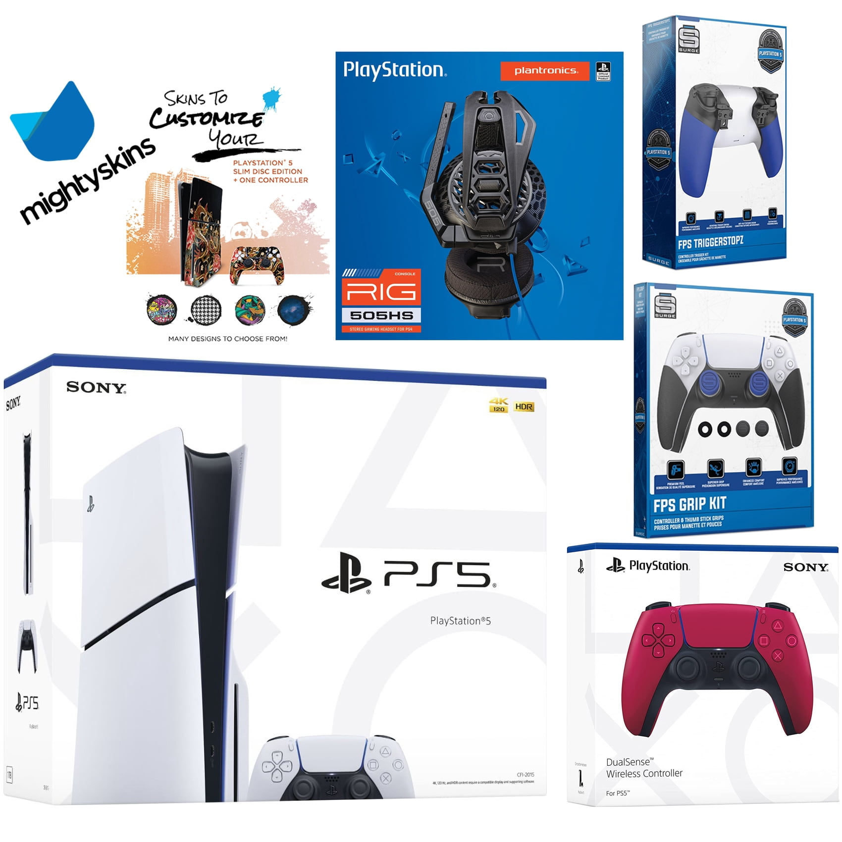 Sony Playstation 5 Slim Disc Bundle with Extra Cosmic Red Controller ...