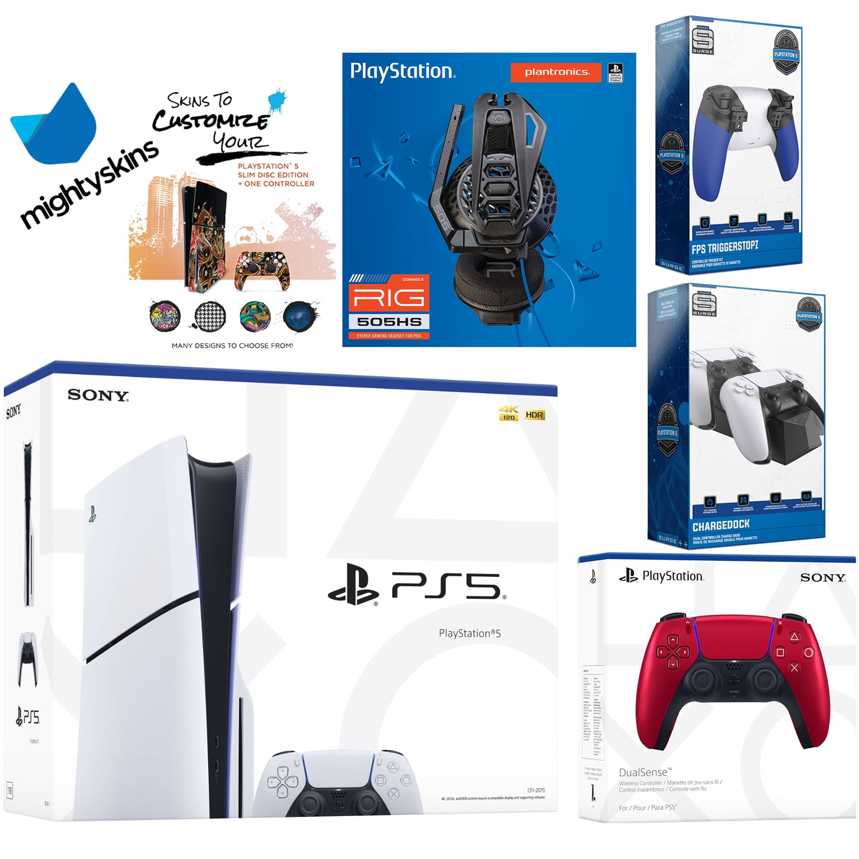 Sony Playstation 5 Slim Disc Bundle with Extra Volcanic Red Controller ...
