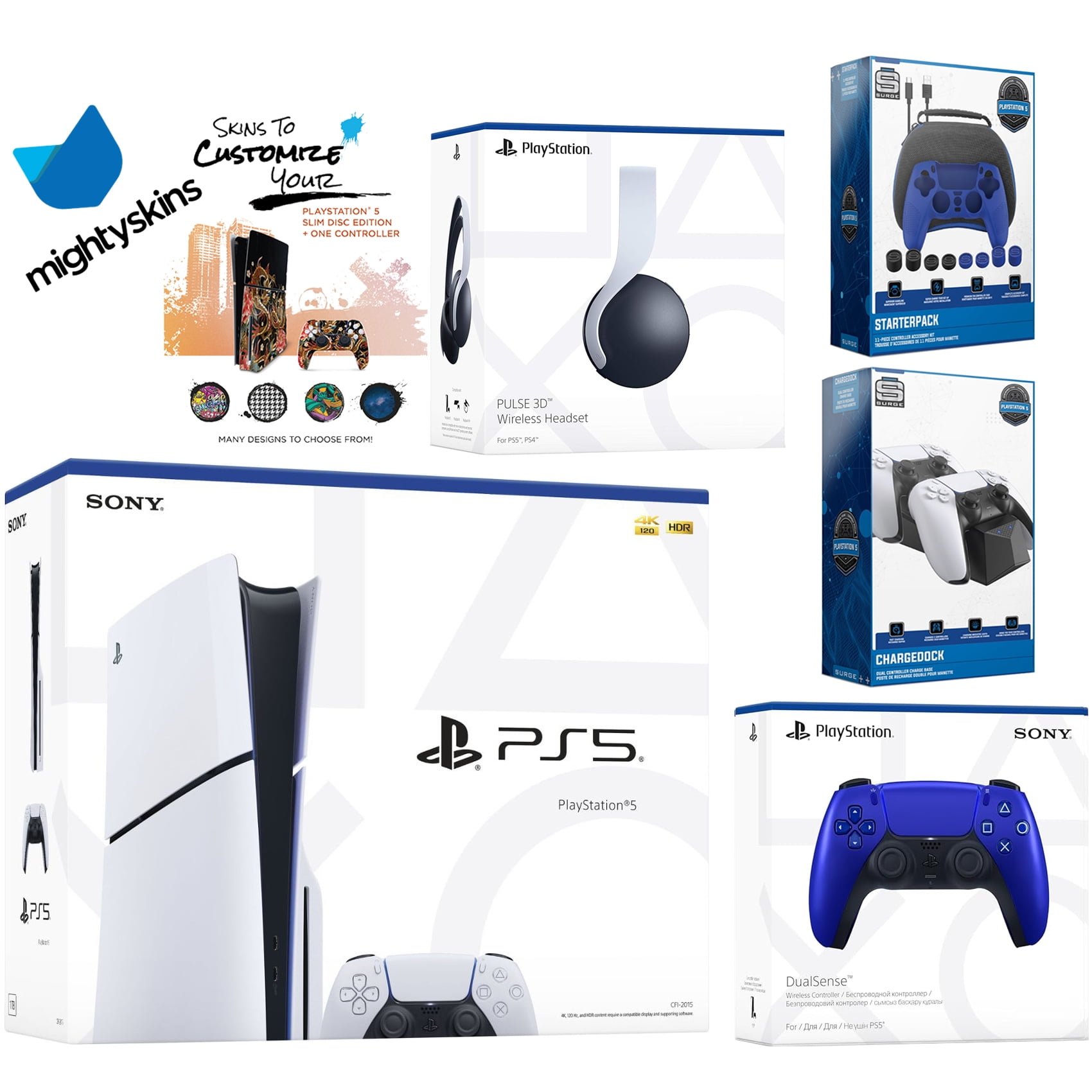 Sony Playstation 5 Slim Disc Bundle with White Pulse Headset, Extra ...