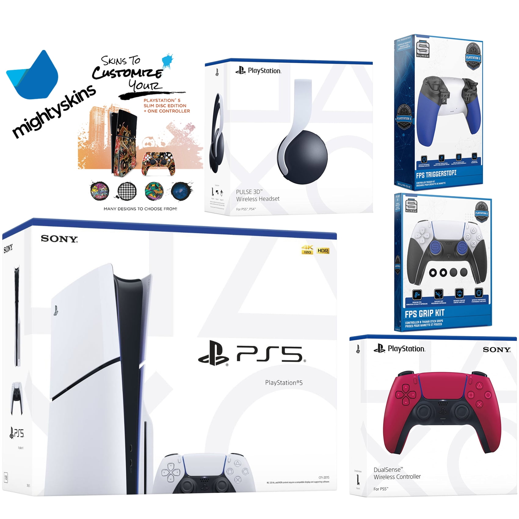 Sony Playstation 5 Slim Disc Bundle with White Pulse Headset, Extra ...