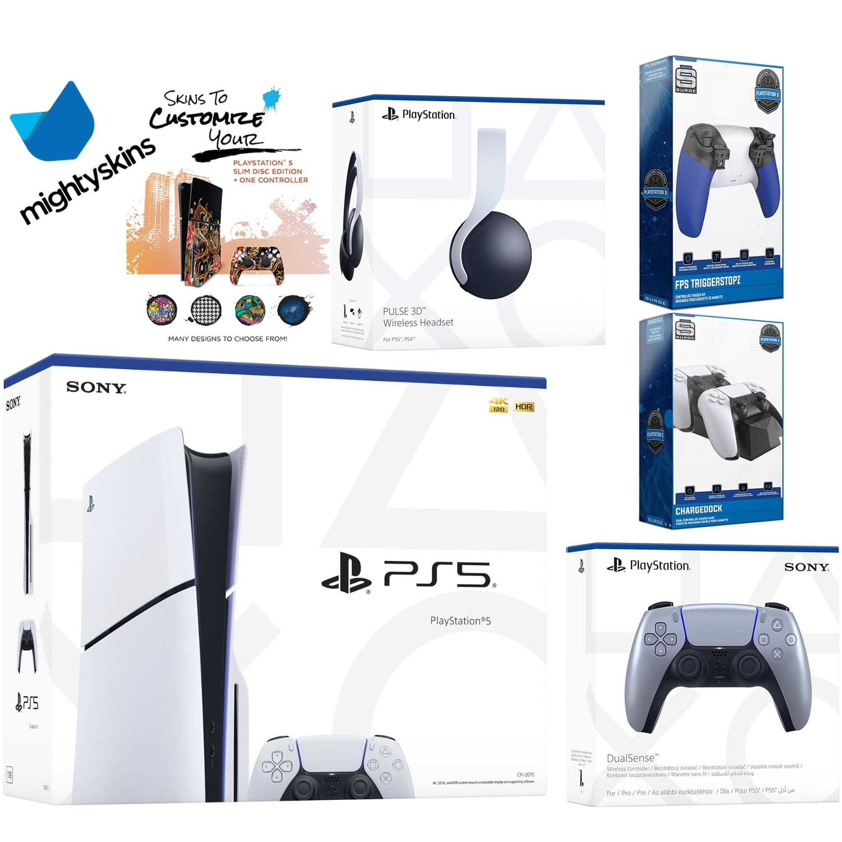 Sony Playstation 5 Slim Disc Bundle with White Pulse Headset, Extra ...