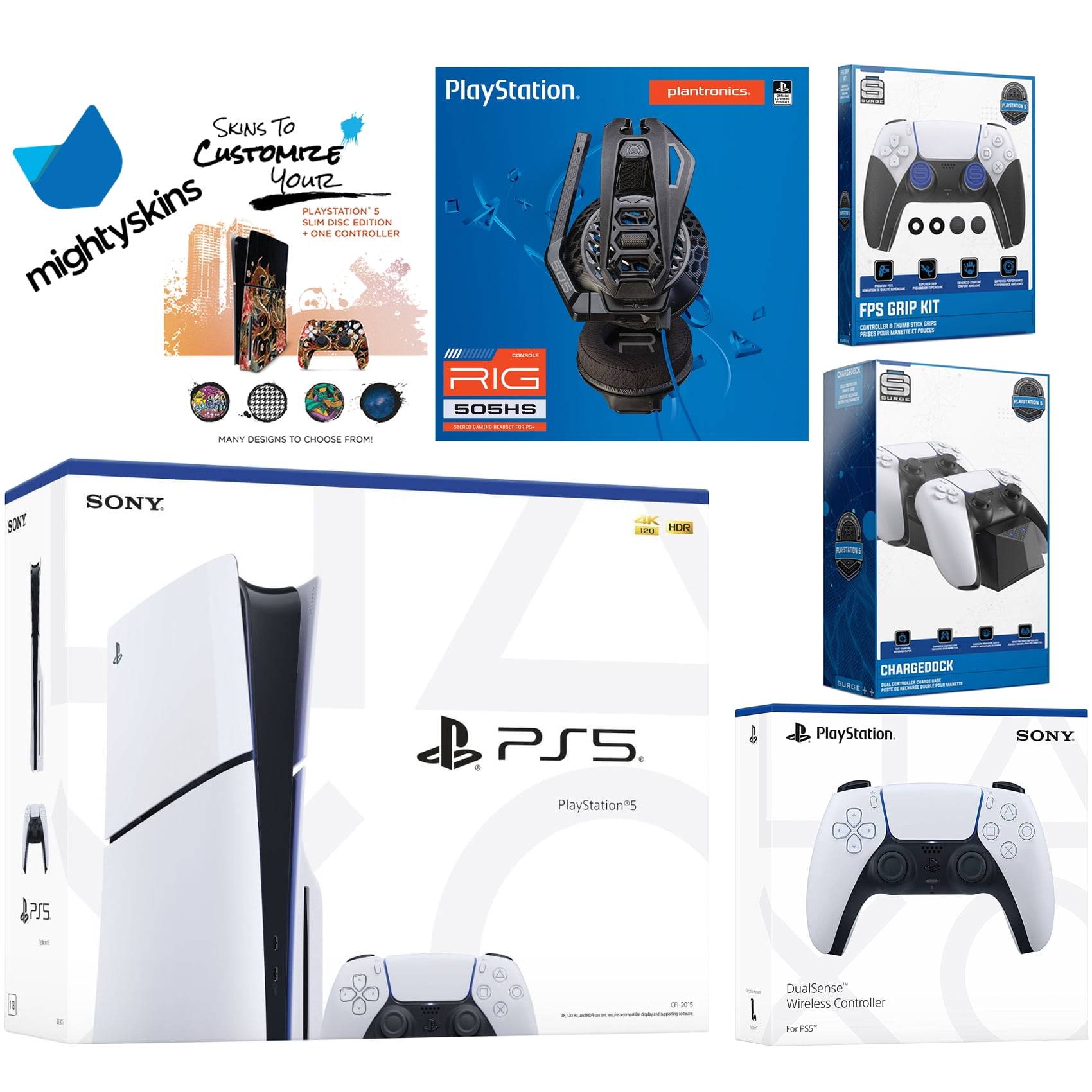 Sony Playstation 5 Slim Disc Bundle with Extra White Controller ...