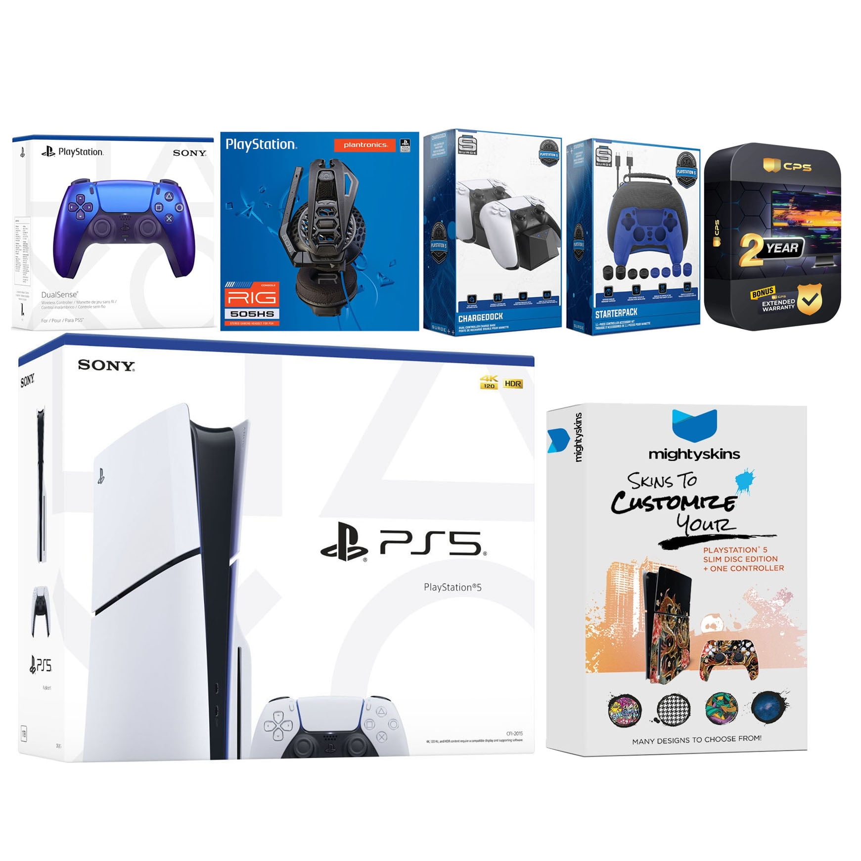 Sony Playstation 5 Slim Disc with Extra Chroma Indigo Controller ...
