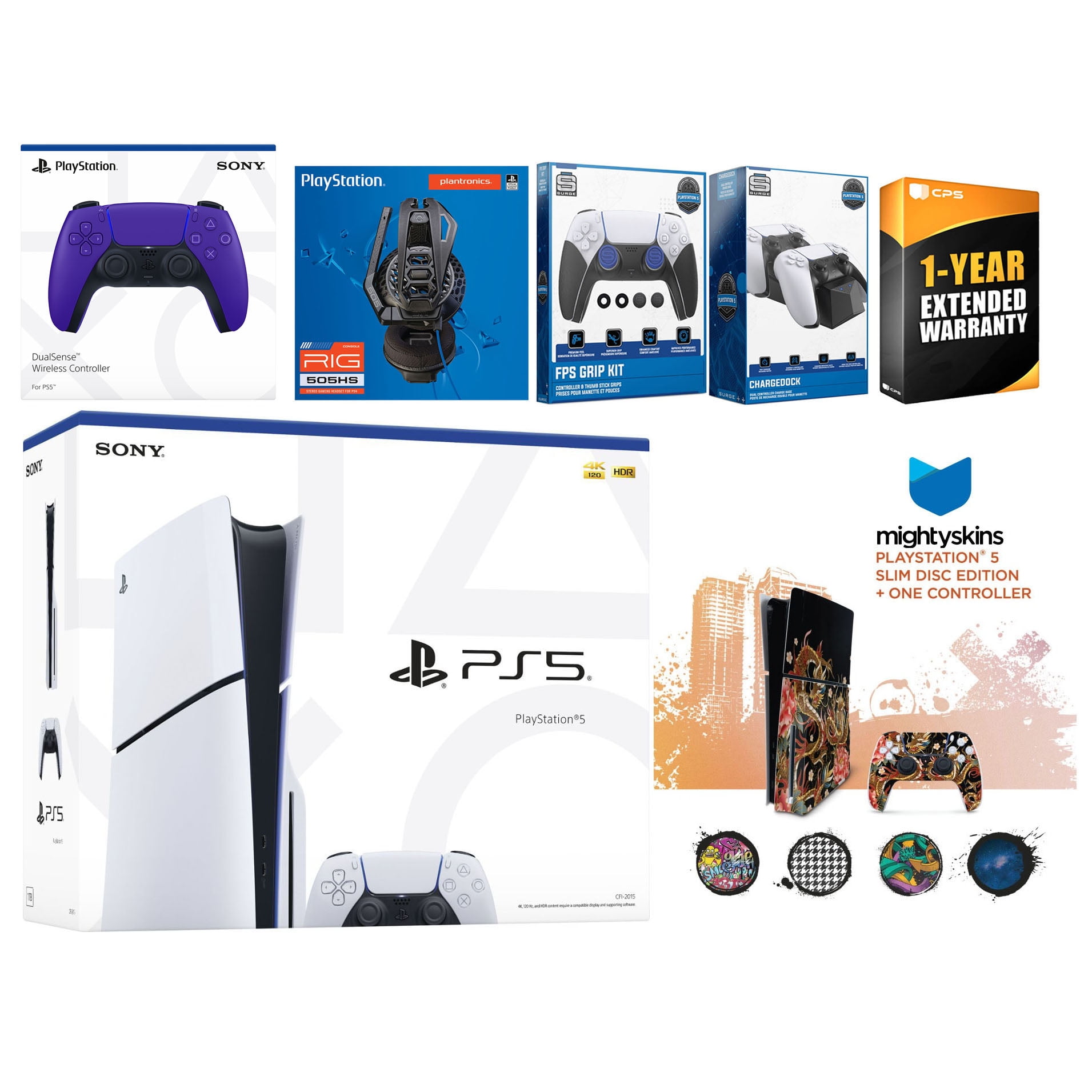 Sony Playstation 5 Slim Disc with Extra Galactic Purple Controller ...