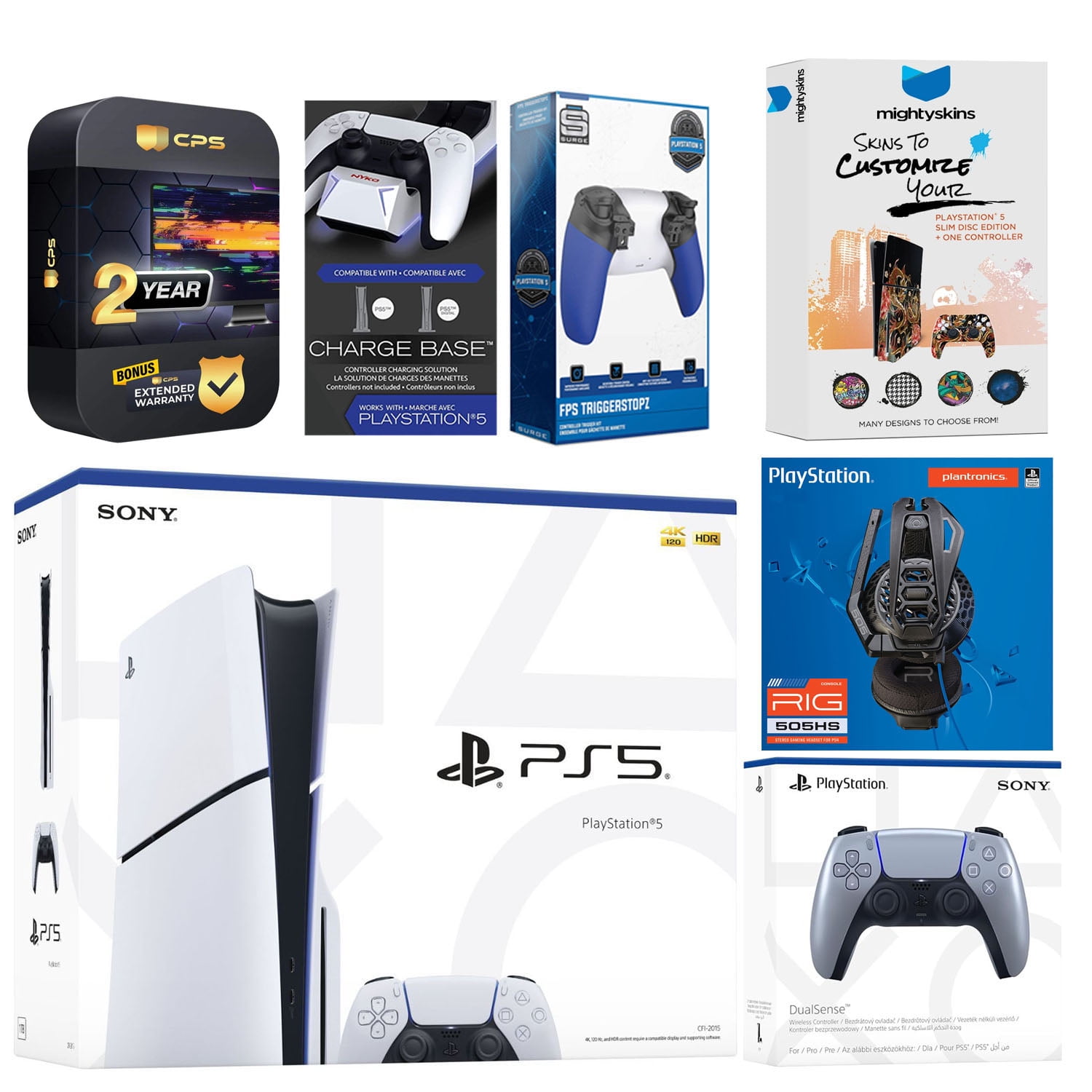 Sony Playstation 5 Slim Disc with Extra Sterling Silver Controller ...