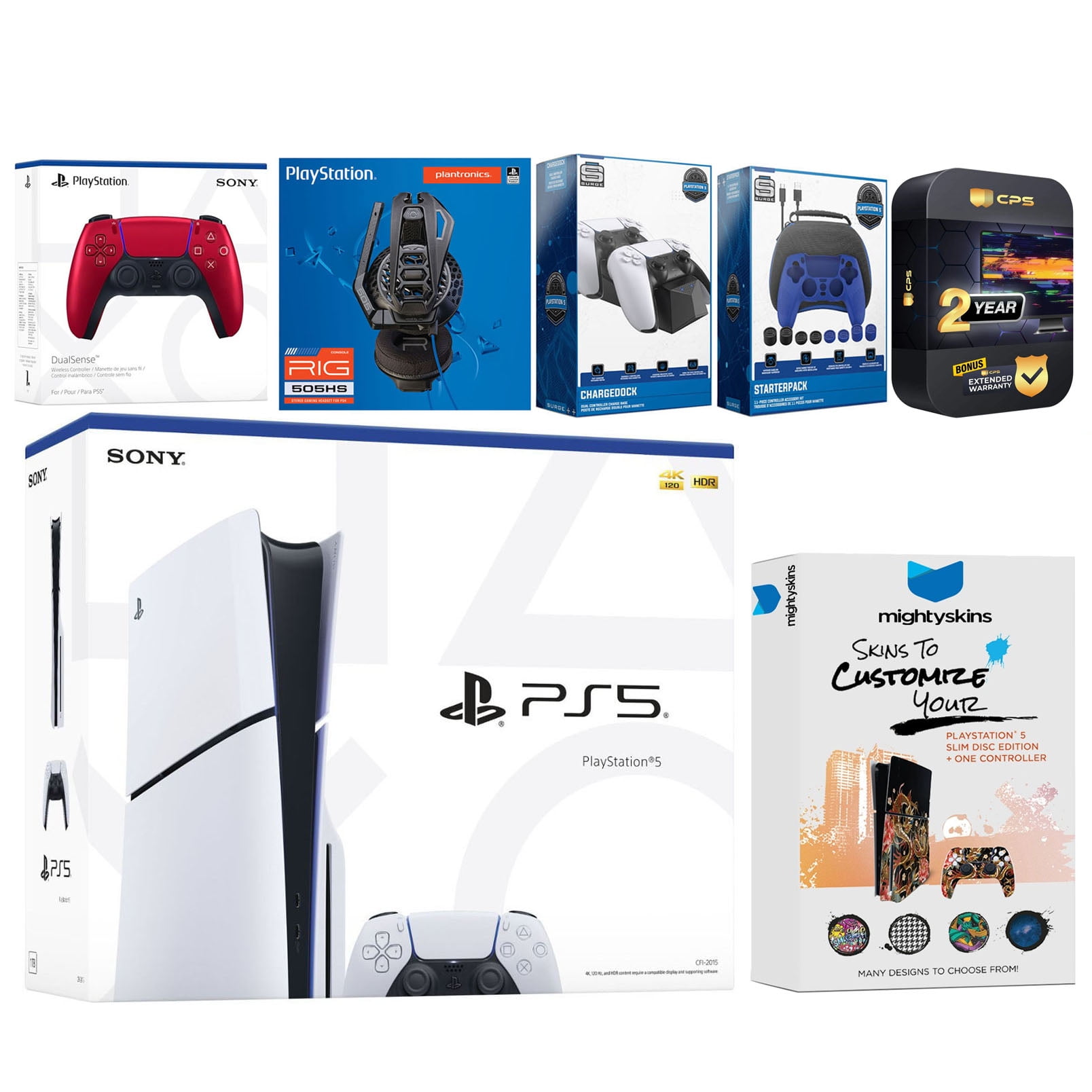 Sony Playstation 5 Slim Disc with Extra Volcanic Red Controller ...