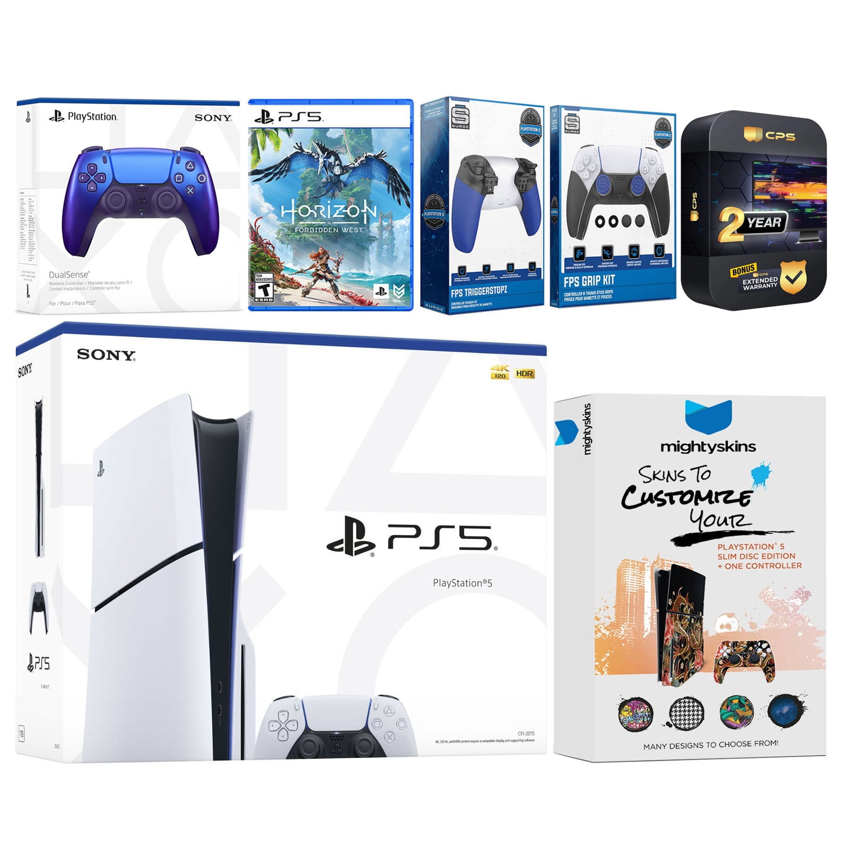 Sony Playstation 5 Slim Disc with Horizon Forbidden West, Extra Chroma Indigo Controller ...