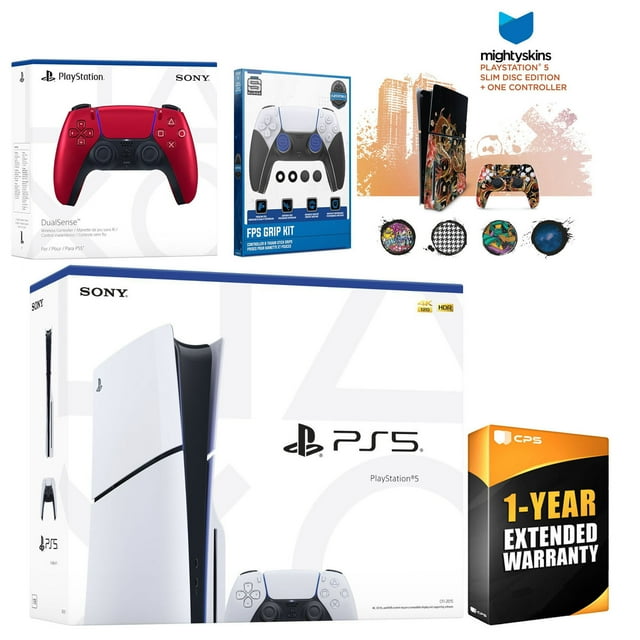 Sony Playstation 5 Slim Disc with Extra Volcanic Red Controller, FPS ...