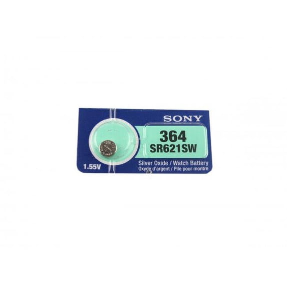 Sony 364 SR621SW 1.55V Silver Oxide Watch Battery, Mercury Free, Flat ...