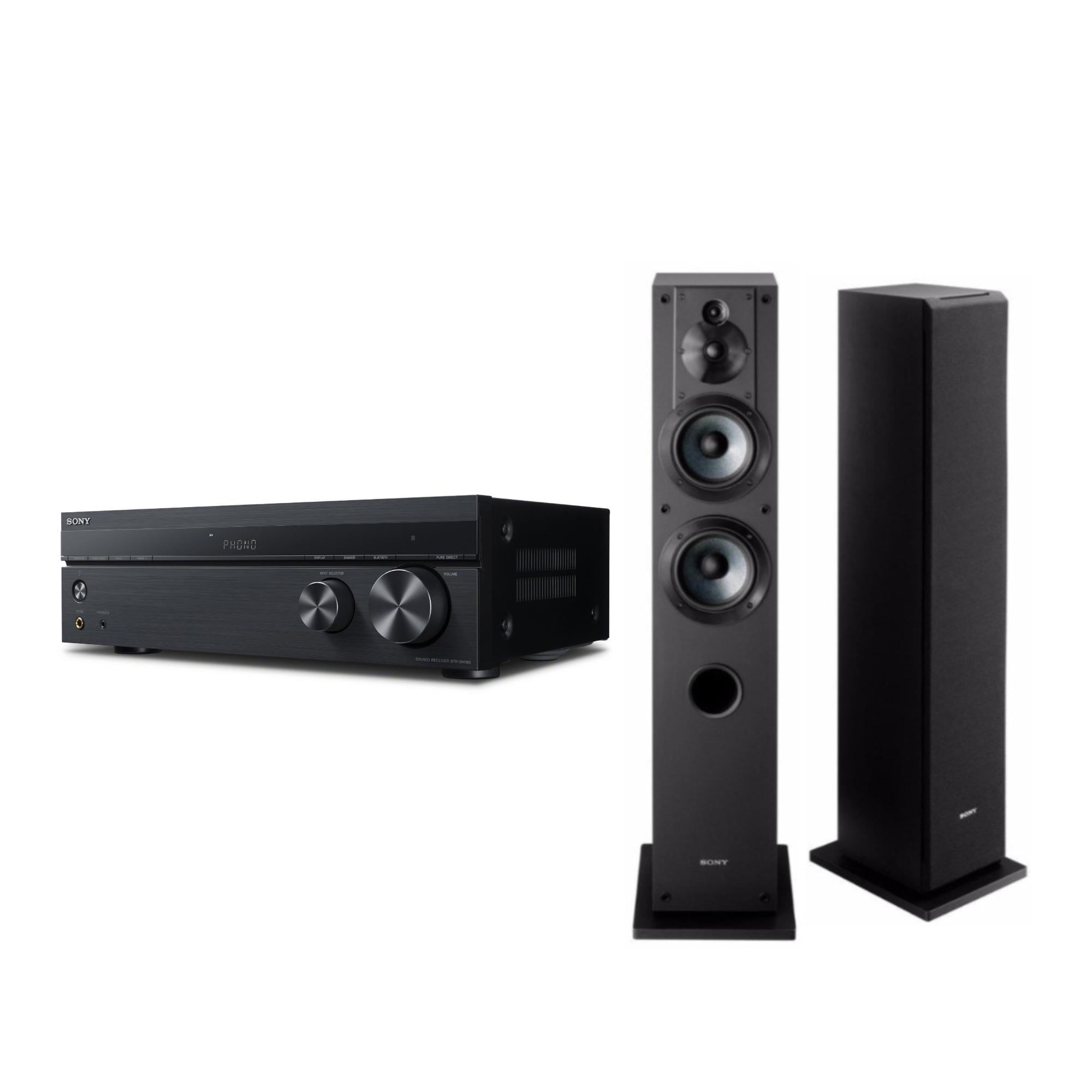Sony SSCS3 3-Way Floorstanding Speaker (Black, 2-Pack) Bundle with 2 ...