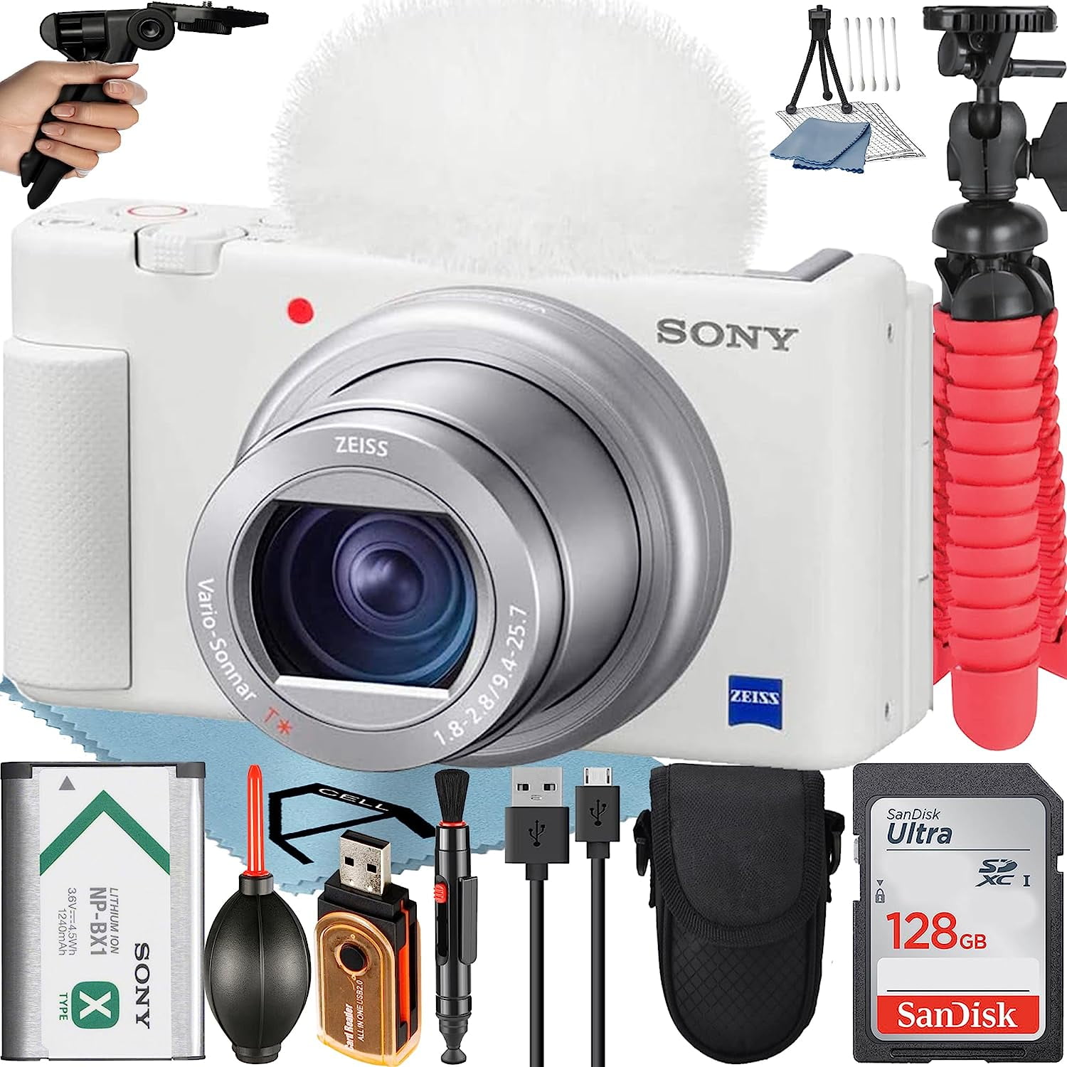 Sony ZV-1 Compact Digital Camera For Content Creators 4K HDR Video with Wind Screen + 128GB ...