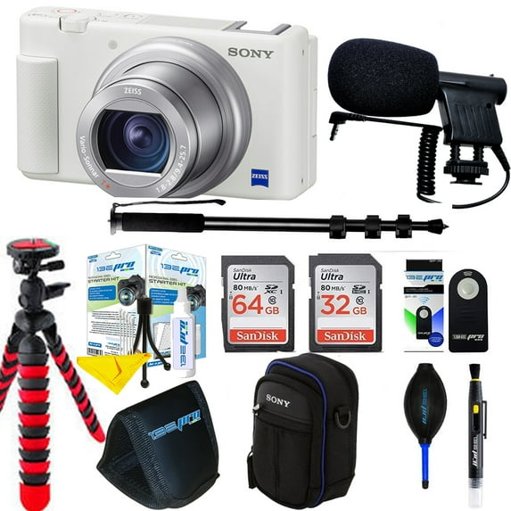 Sony ZV-1 Compact Digital Vlogging 4K Camera (White) for Content Creators & Vloggers +Complete ...