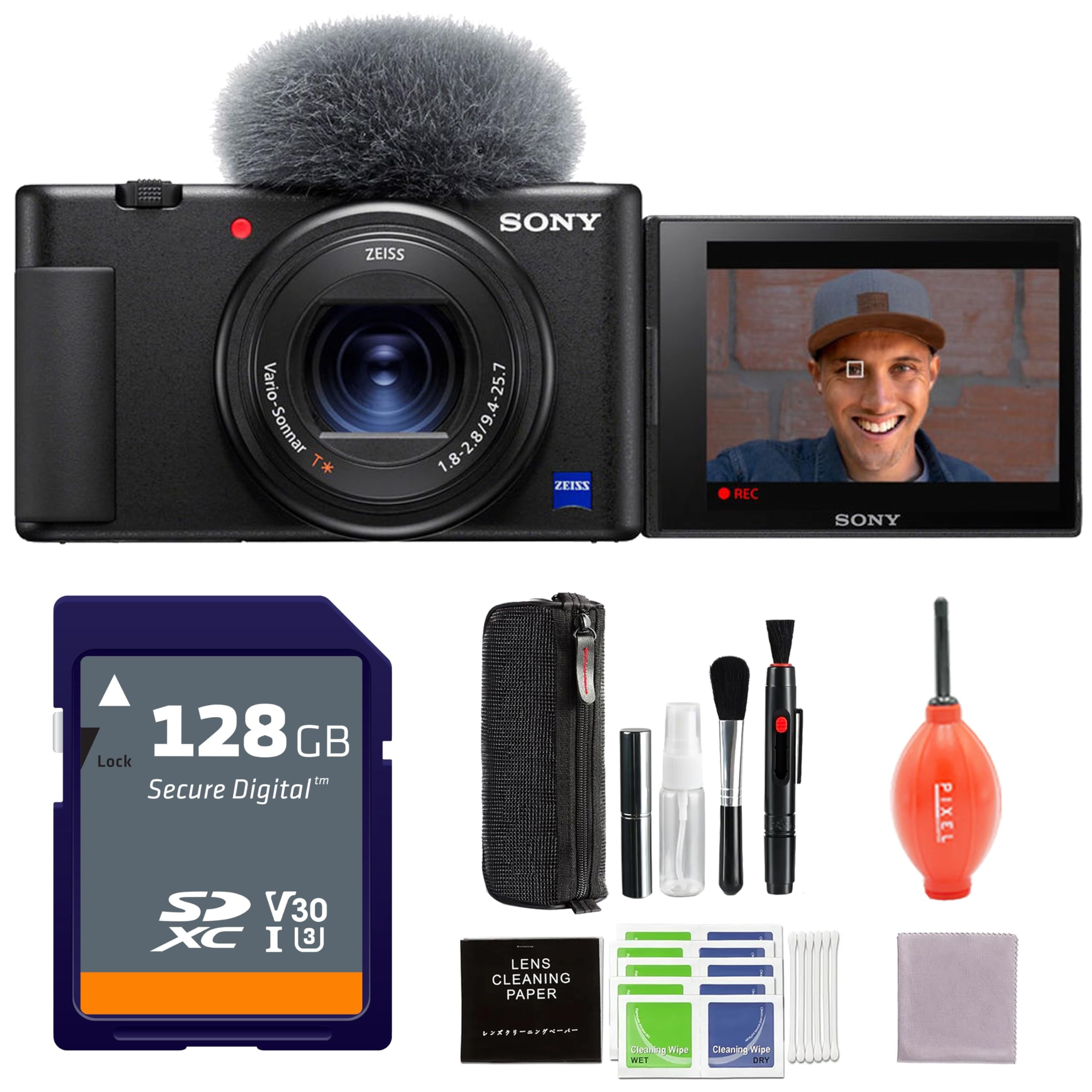 Sony ZV-1 Digital Camera (Black) Bundle with 128GB SDXC Card and ...