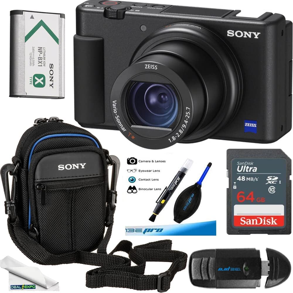 Sony ZV-1 Digital Camera (Black) + Expo 64GB Intermediate Accessories ...