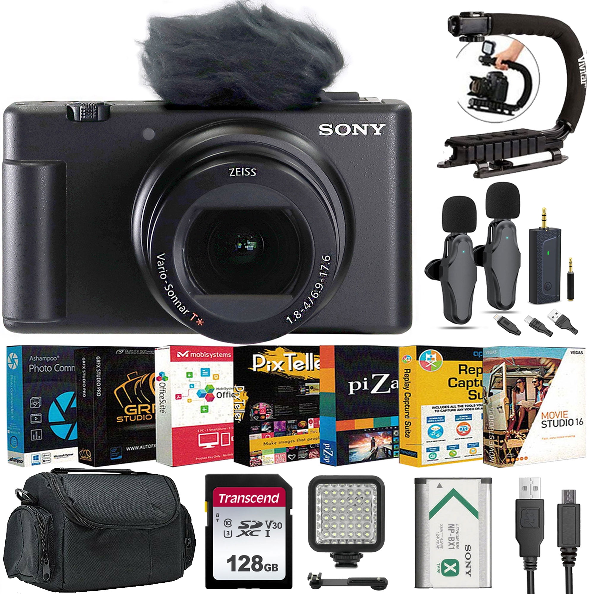 Sony ZV-1 II Digital Camera for Vloggers, Video Recording Equipment with Microphone Kit (Black ...