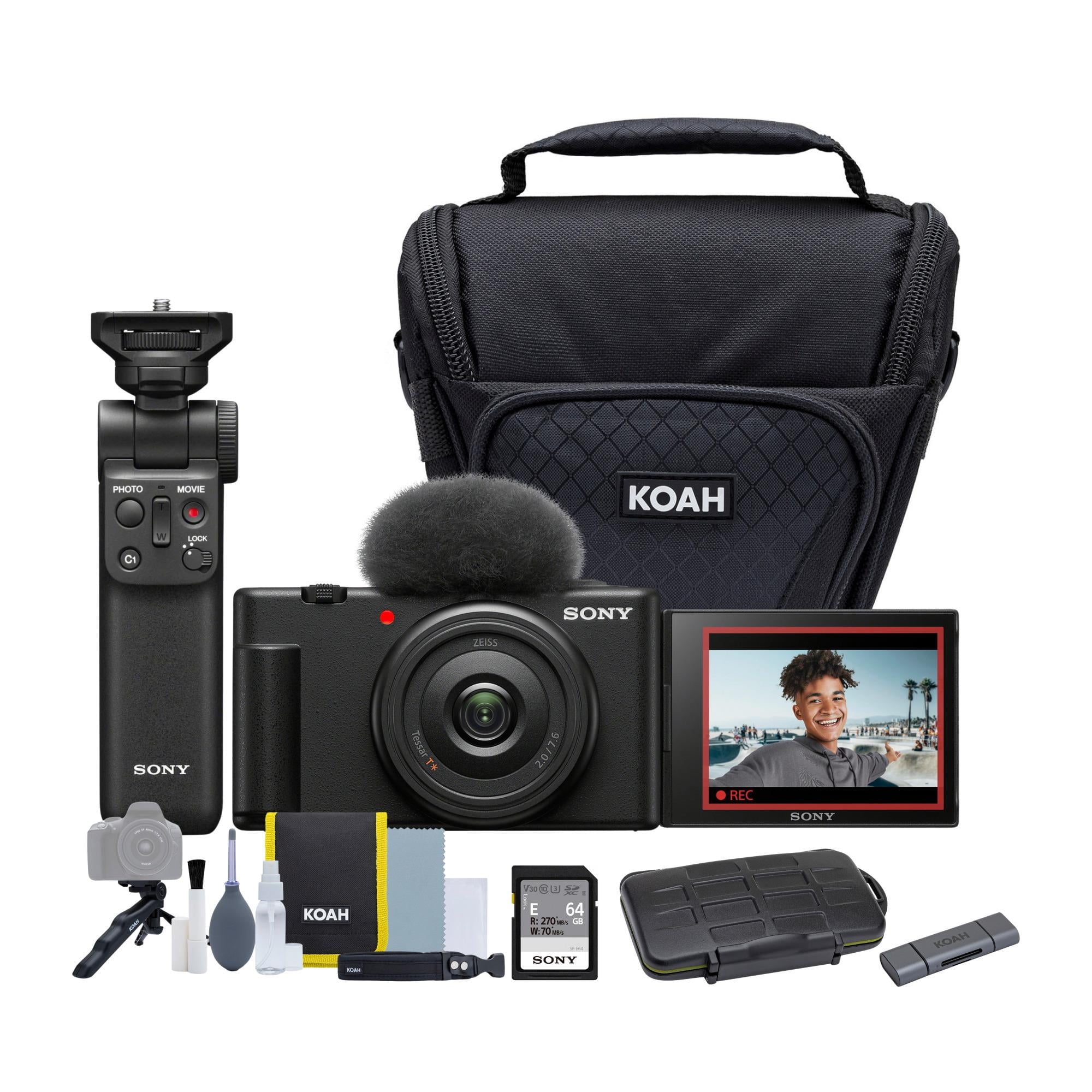 Sony ZV-1F Vlog Camera for Content Creators and Vloggers (Black) Bundle ...