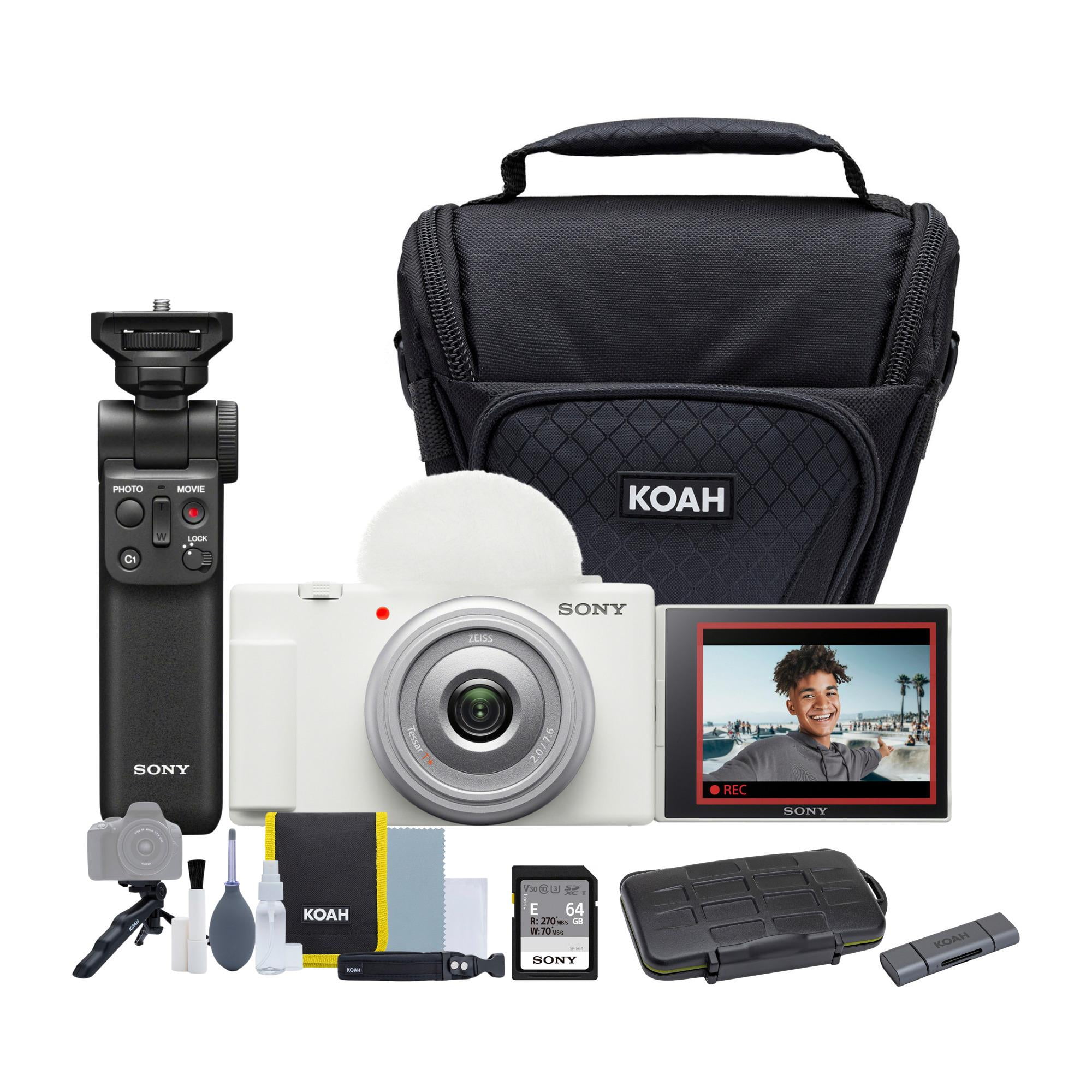 Sony ZV-1F Vlog Camera for Content Creators and Vloggers (White) Bundle ...