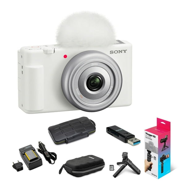 Sony ZV-1F Vlog Camera (White) Bundle with Sony Vlogger Accessory Kit ...