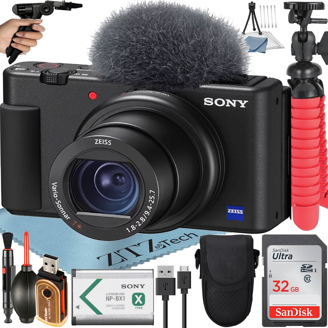 Sony ZV-1F Vlogging Camera for Professional Photography (Black) with 32GB SanDisk Memory Card ...