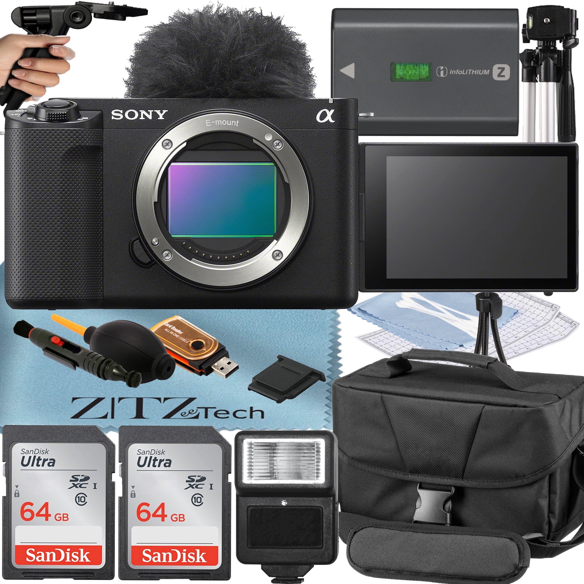 Sony ZV-E1 Mirrorless Camera Black (Body Only) with 2 Pack SanDisk 64GB ...