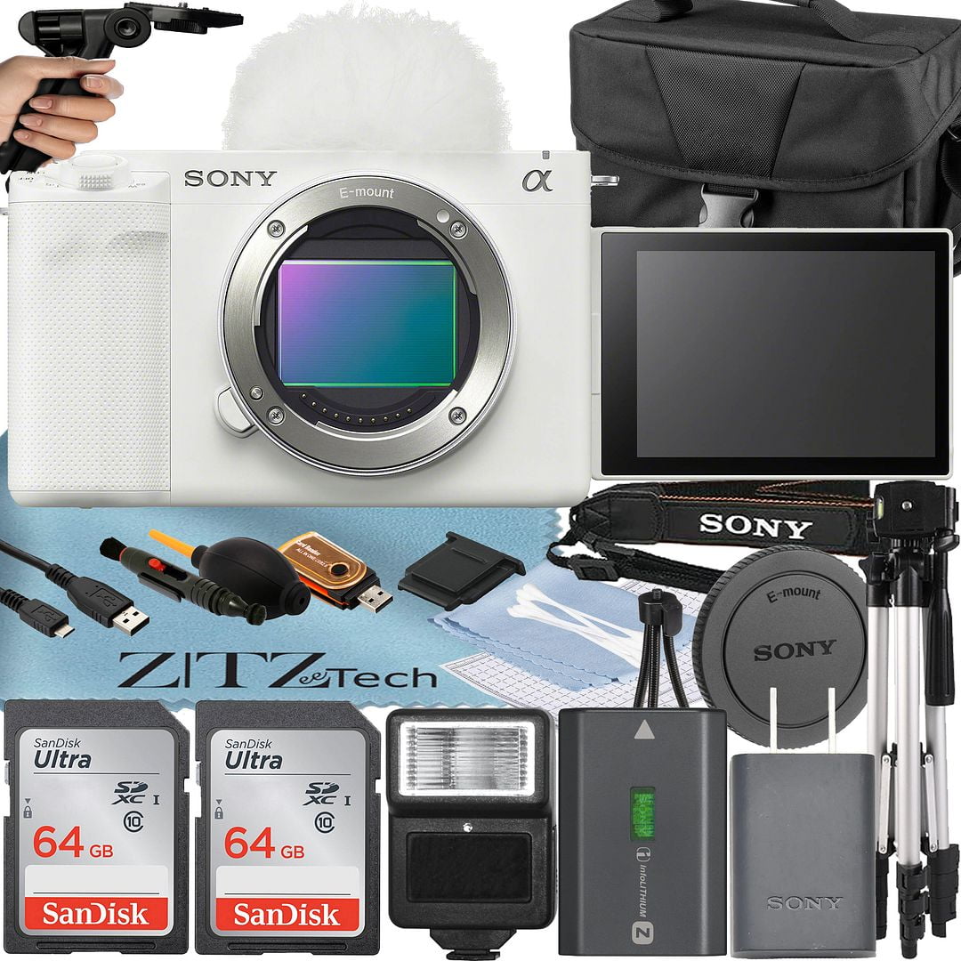 Sony ZV-E1 Mirrorless Camera White (Body Only) with 2 Pack SanDisk 64GB ...